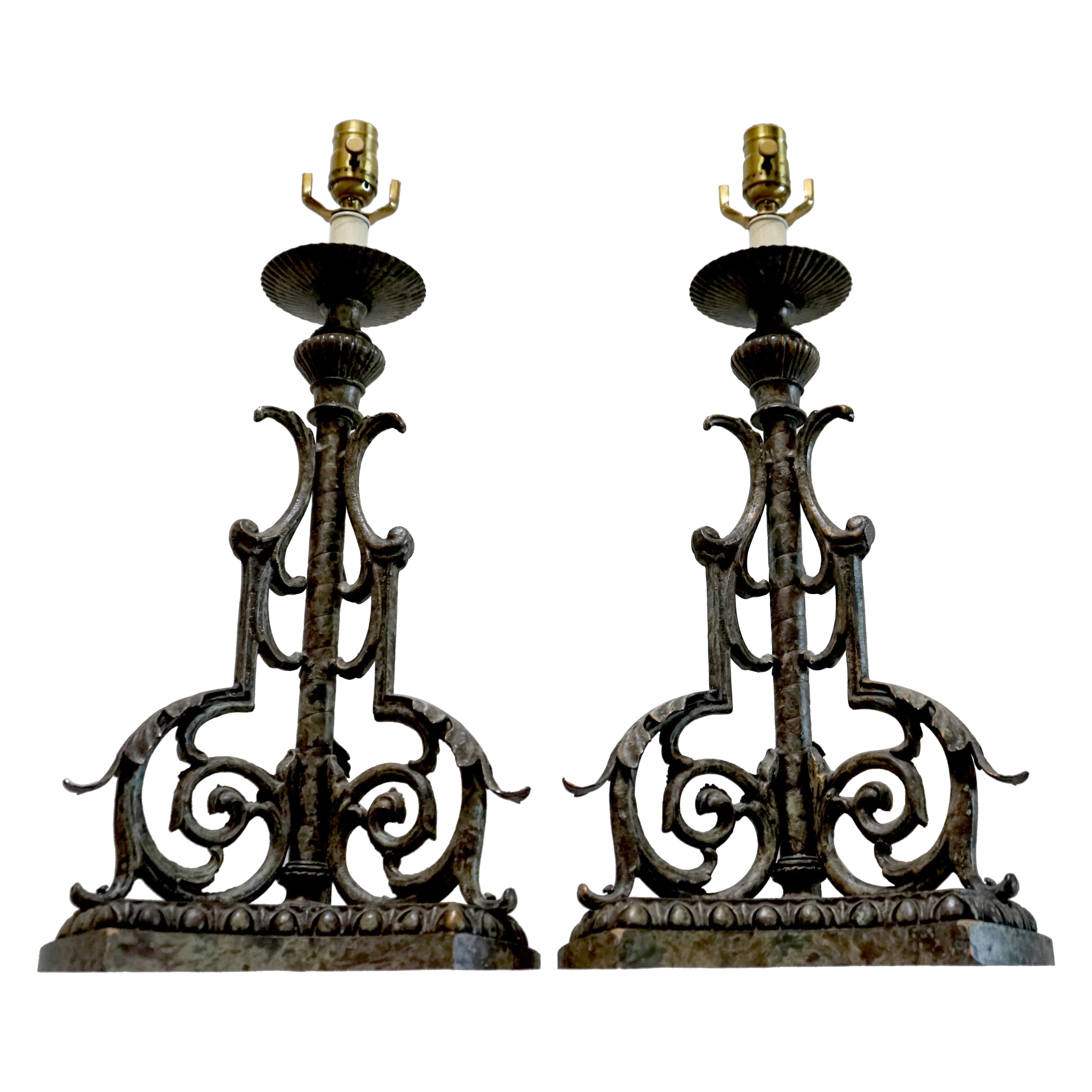 Pair of 19th Century European Pricket Conversion Gothic Table Lamps For ...