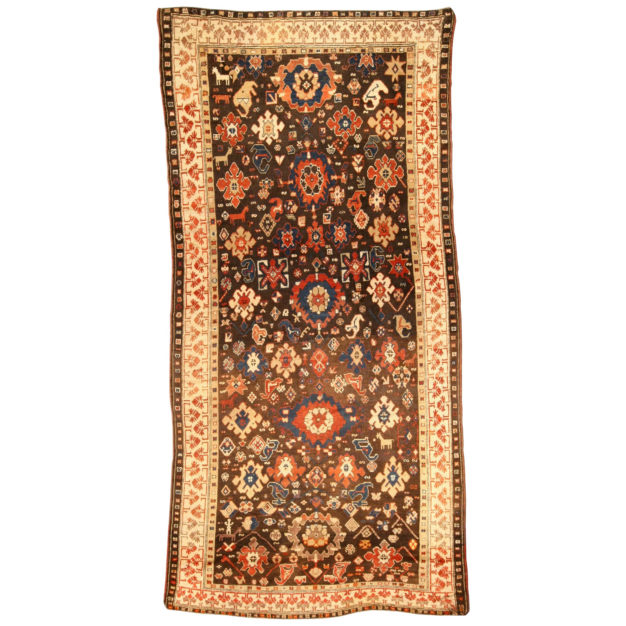 19th Century Karabagh Bold Handmade Wool Runner For Sale at 1stDibs