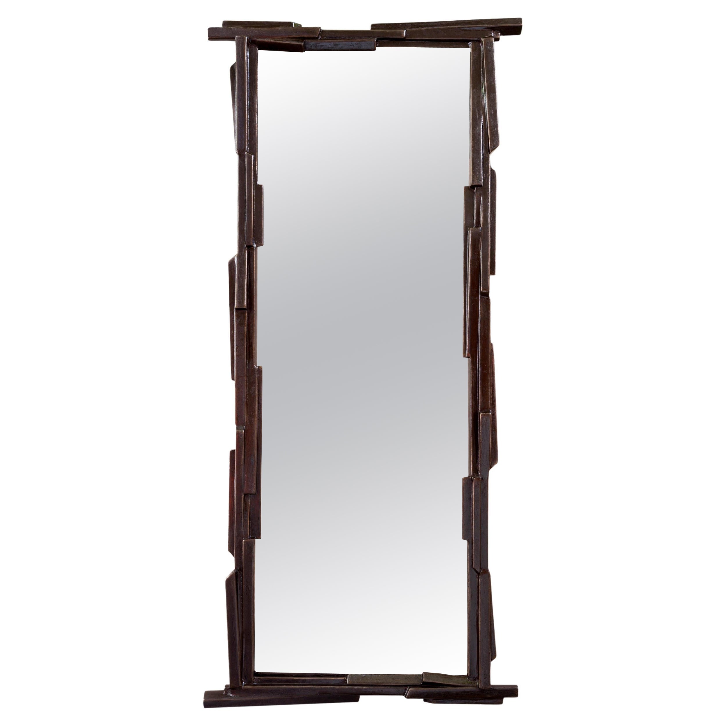 Contemporary Sculptural Wall Mirror in Volcanic / Bronze Finish For ...