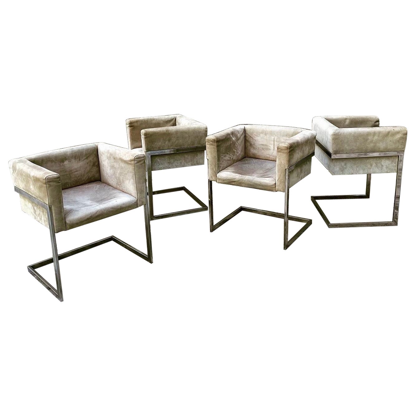 Square Chairs in the style of Saporiti Italia, 1970s, Set of 4 For Sale ...