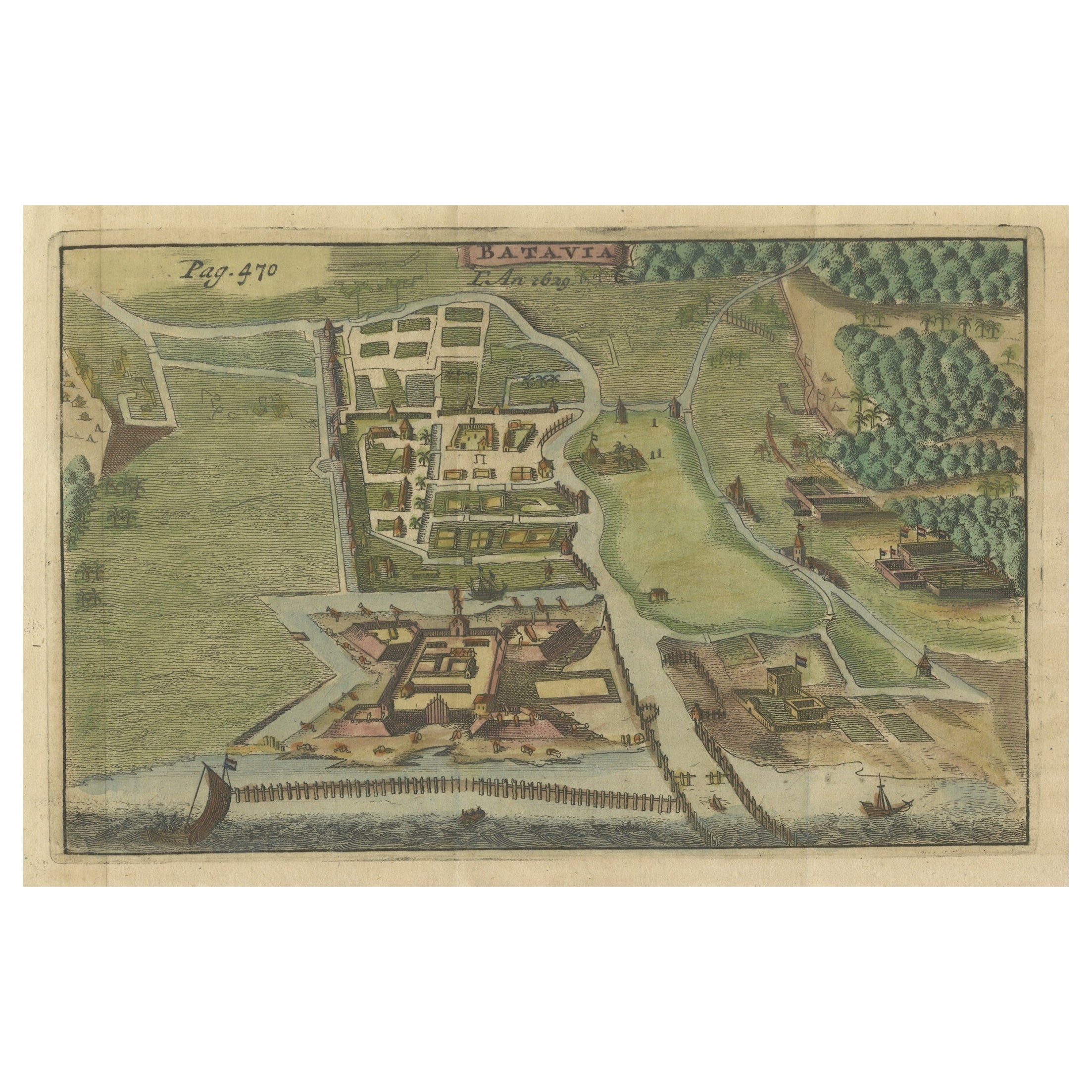 1629 Historic Miniature Map of Batavia (Jakarta) - Dutch Colonial Era ...