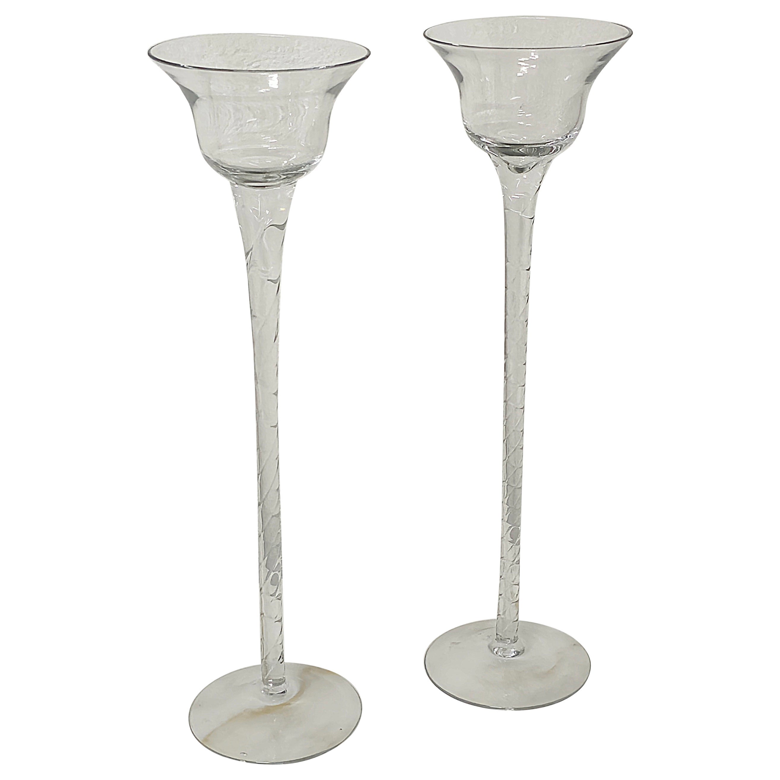 Decorative Objects Candle Holders Candlesticks Glass Italy 1990s Set of ...