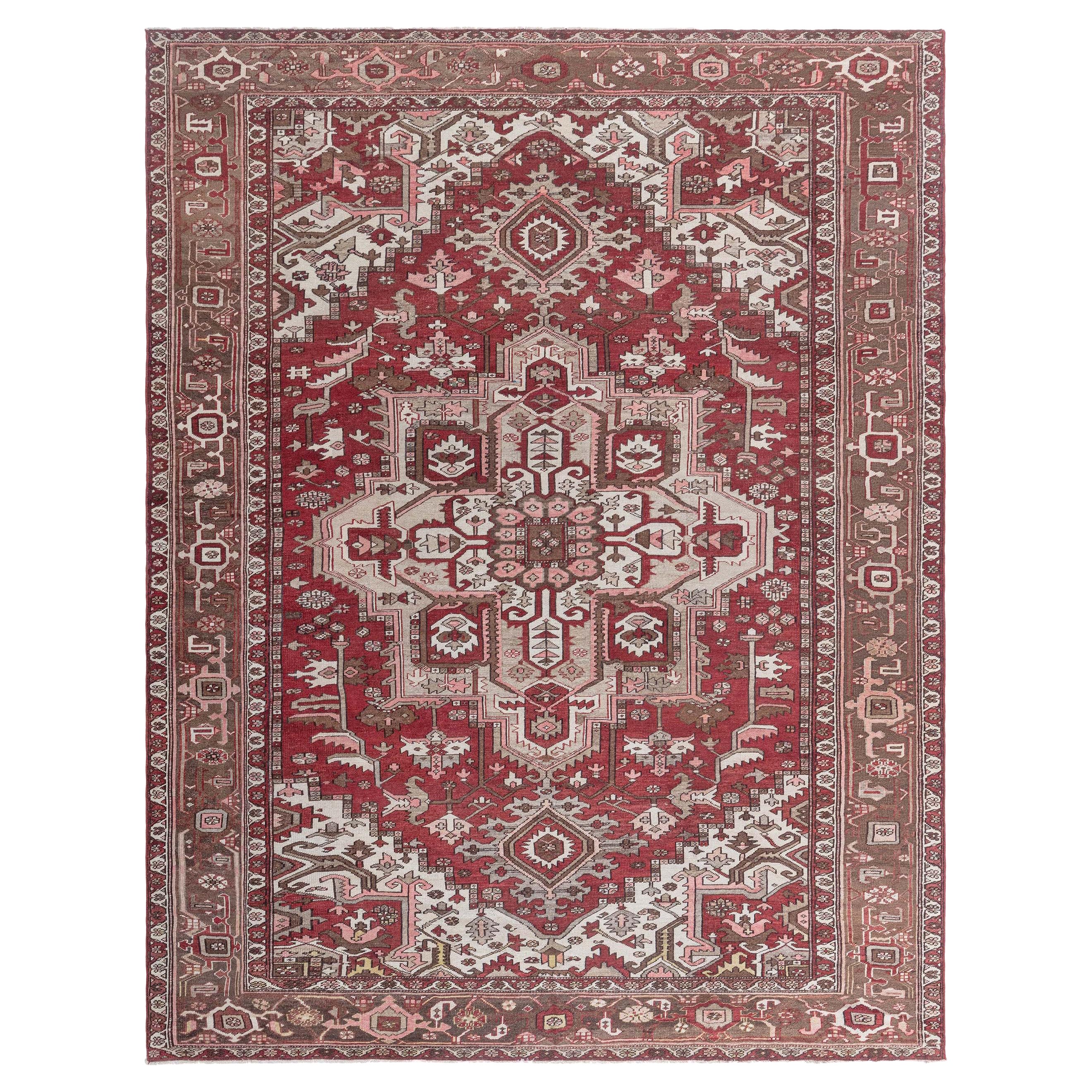 Antique Persian Heriz Rug 4'2'' x 5'6'' For Sale at 1stDibs