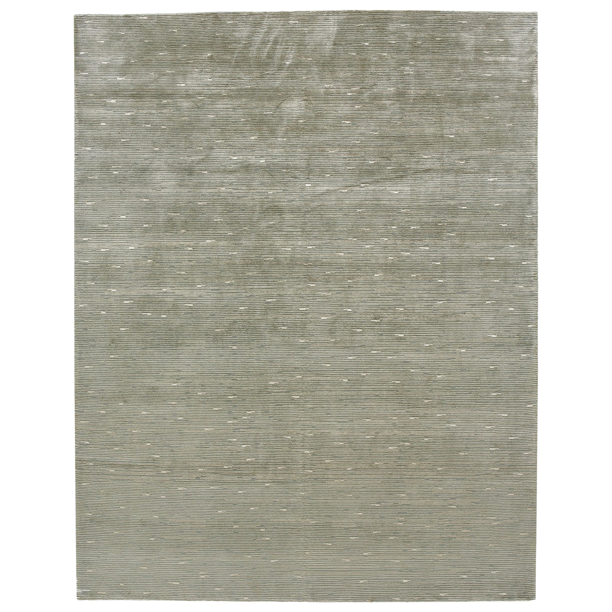 Luxury Modern Hand-Knotted Dashes Water Blue 10x14 Rug For Sale at 1stDibs