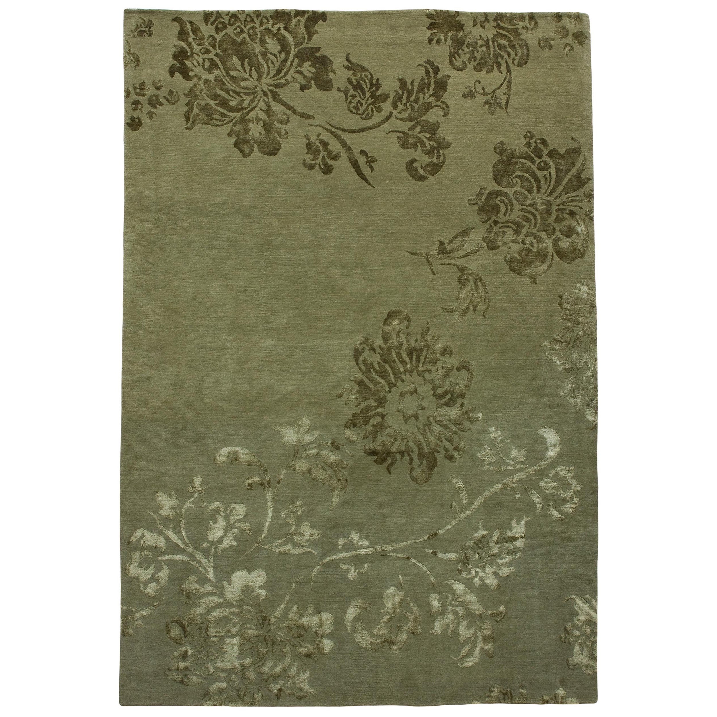 Luxury Modern Hand-Knotted Lotus Sage 10x14 Rug For Sale at 1stDibs