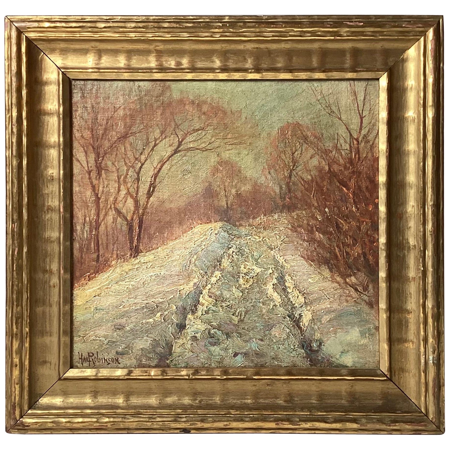 Oil on Canvas Board Titled Winter Trail by Hal Robinson 1875-1933 For ...