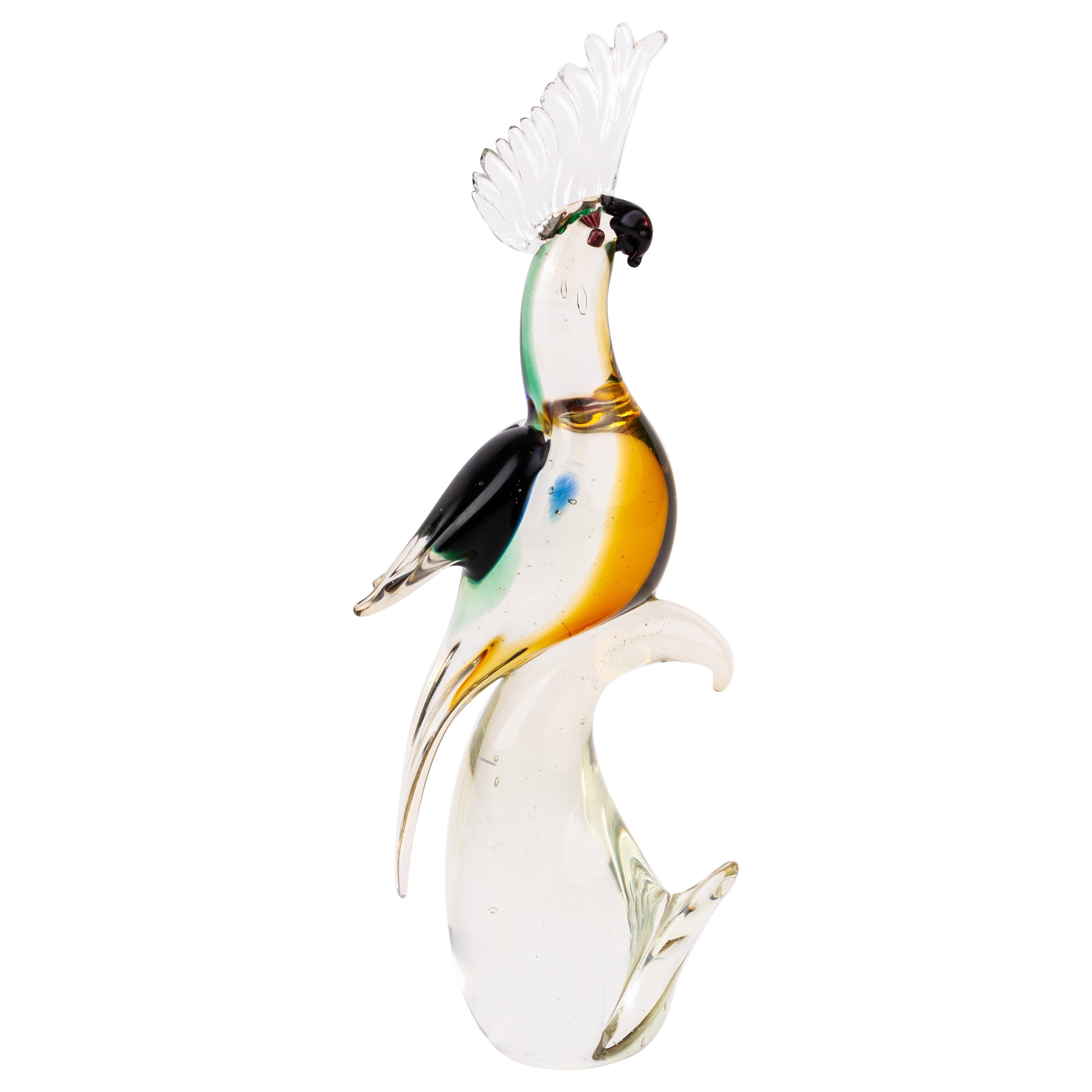 Murano Venetian Glass Sculpture Parrot For Sale at 1stDibs