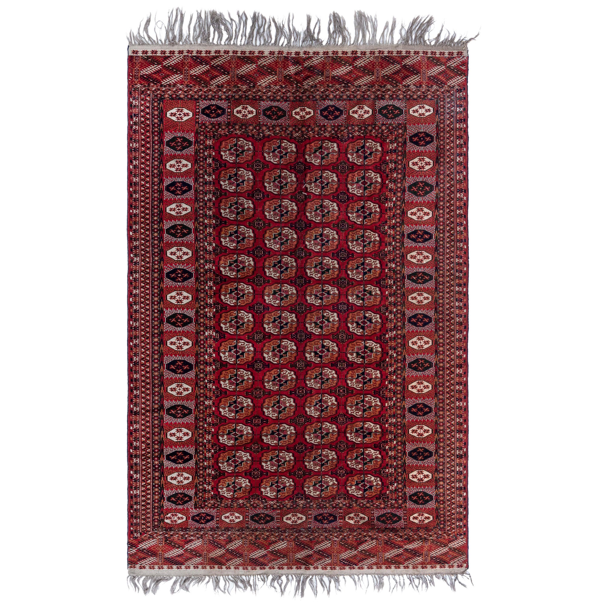 Turkoman Traditional Triabl Rug in Reds and Blacks For Sale at 1stDibs
