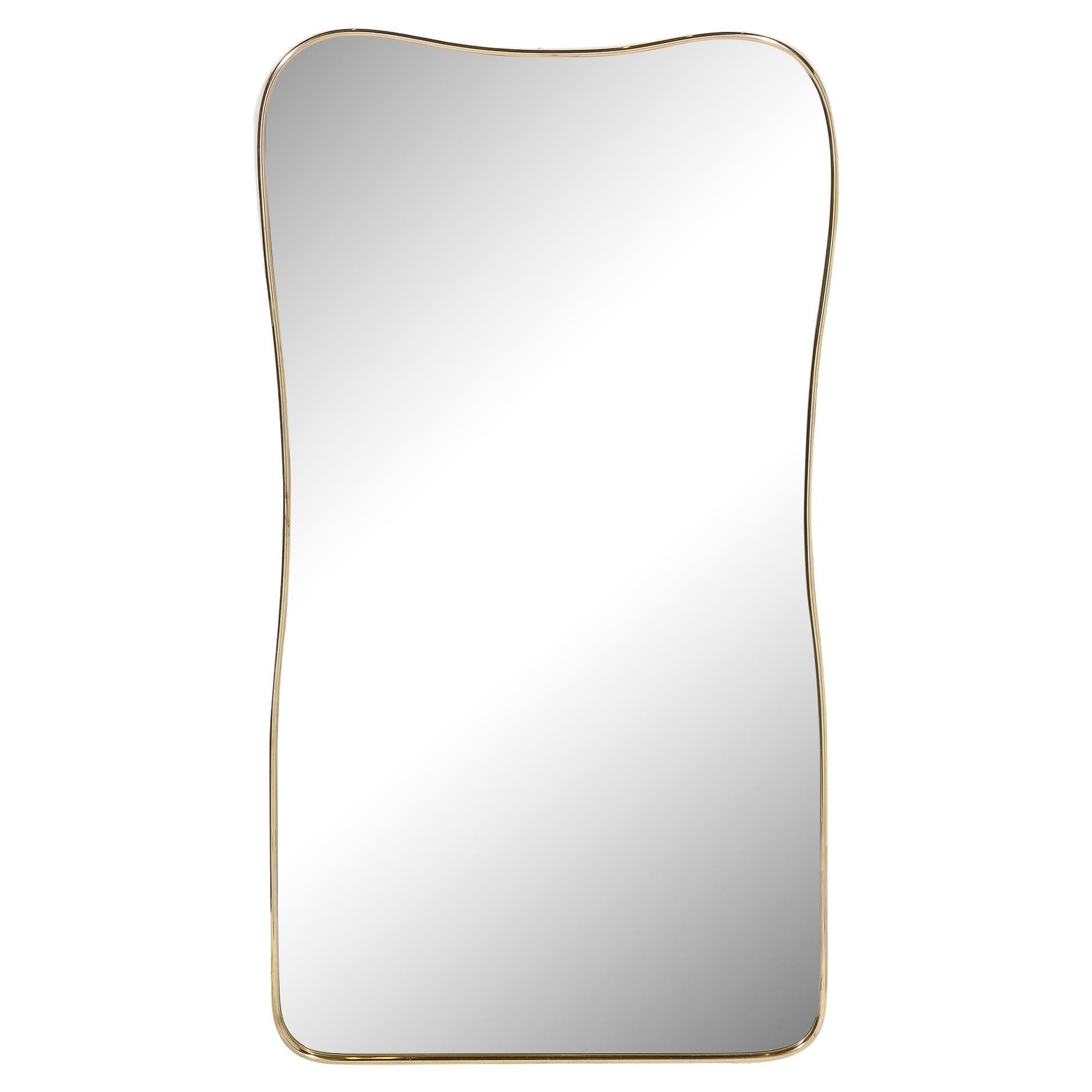 Mid-Century Modernist Brass Wrapped Mirror with Rounded Top Detailing ...