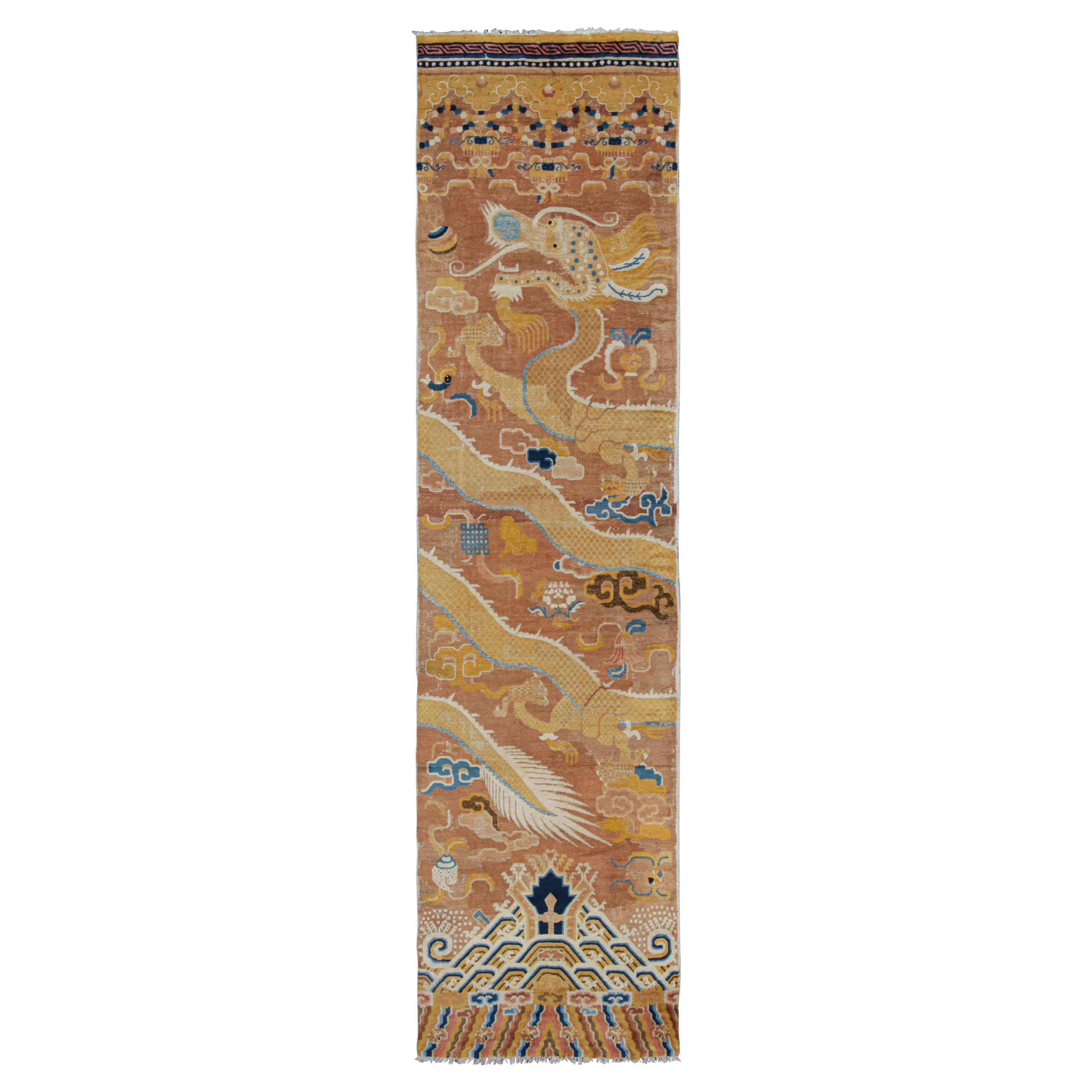 Antique Chinese Ningxia Pillar Rug with Dragon Pictorial at 1stDibs