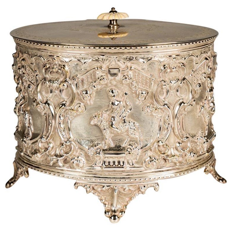 Silver-Plated Biscuit Box For Sale at 1stDibs