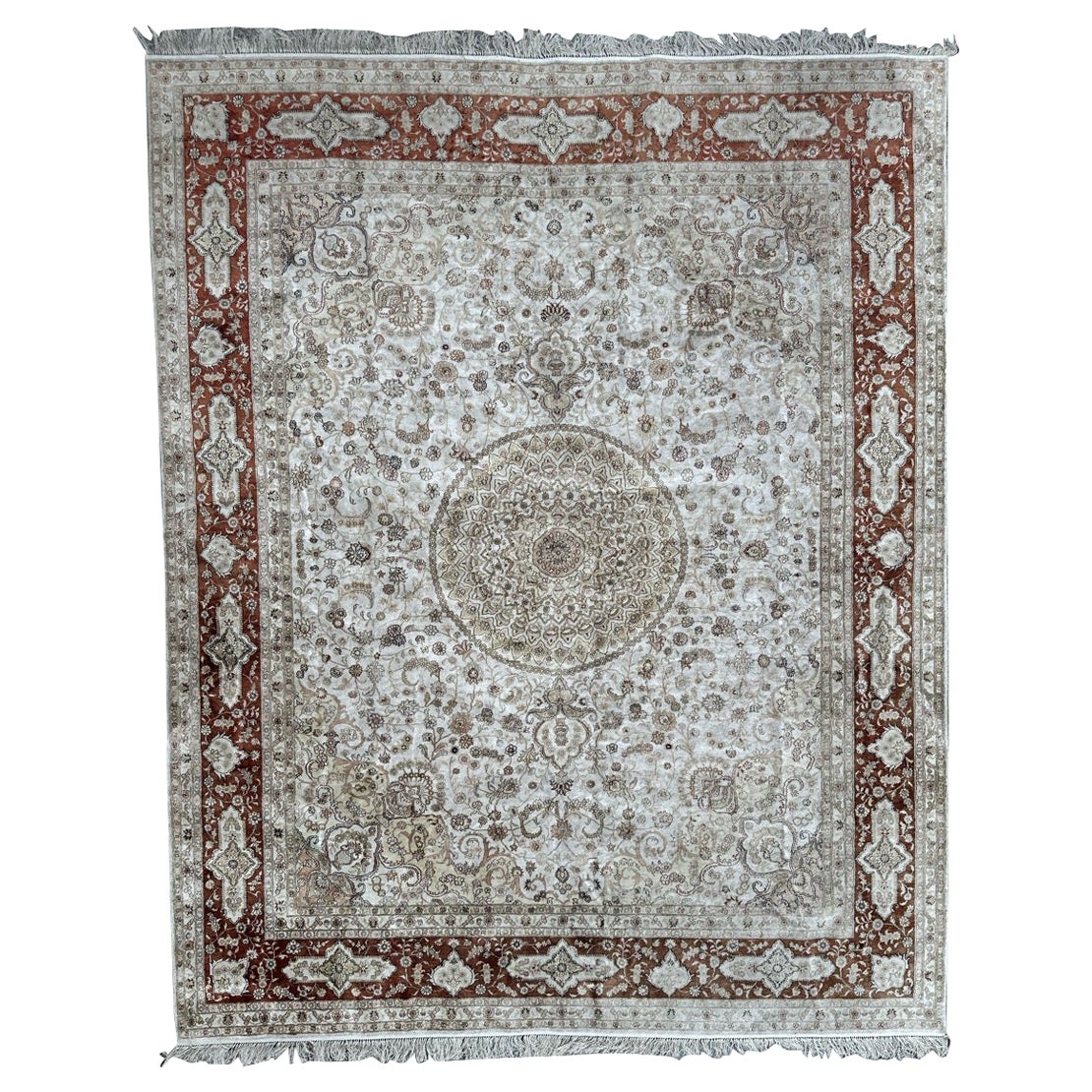 Bobyrug’s Nice vintage fine silk tabriz style Chinese rug For Sale at ...