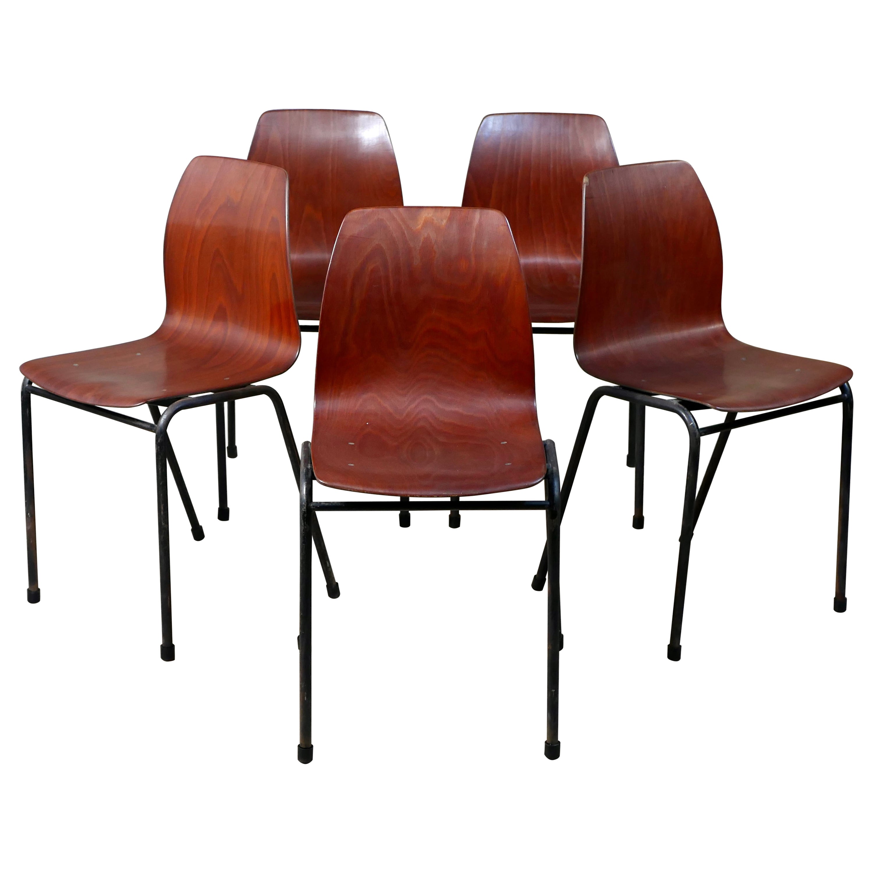 Set of 5 Pagwood chairs by Pagholz, West Germany, 1960s For Sale at 1stDibs