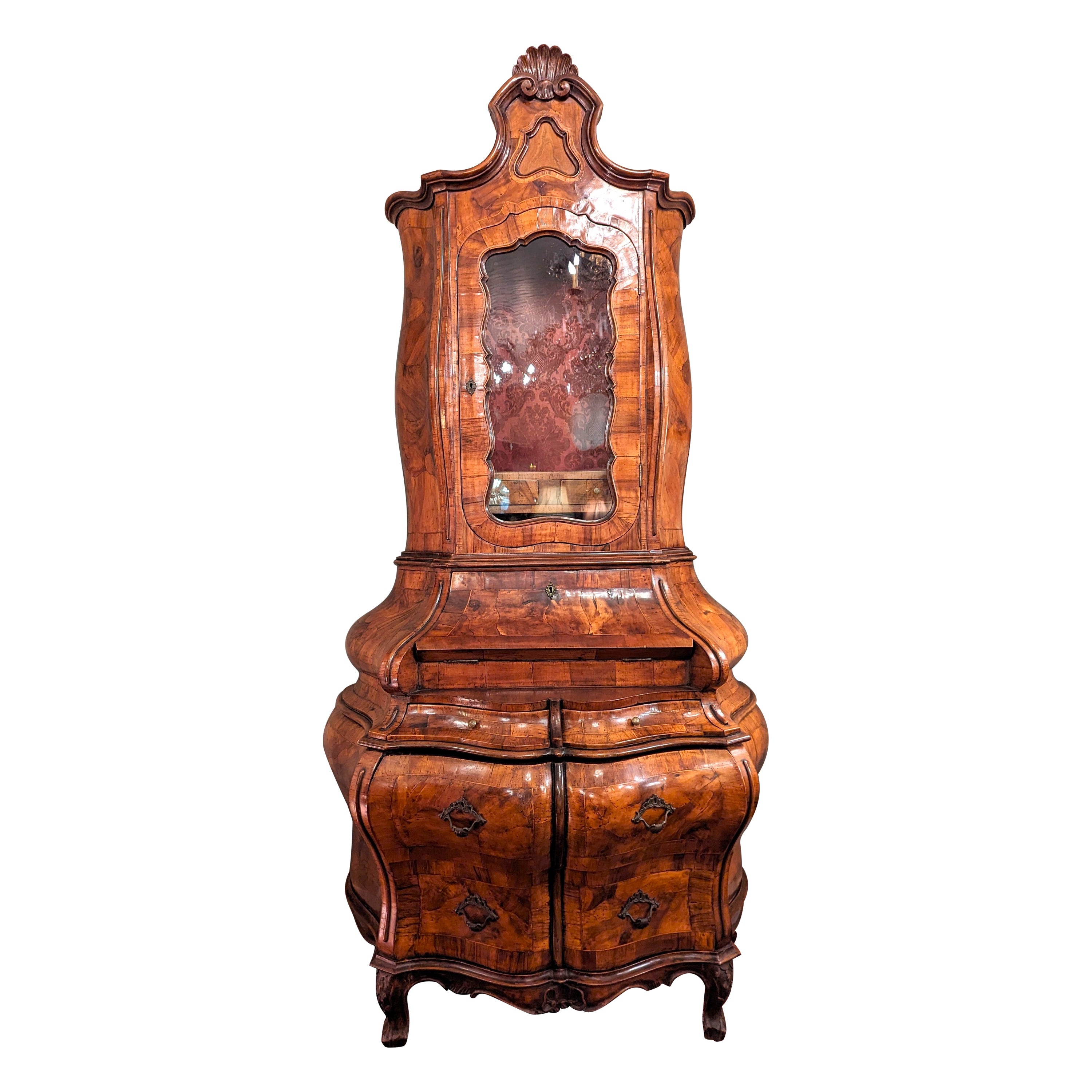 Antique Italian Venetian Olive Burl Serpentine Secretary Slant Desk ...