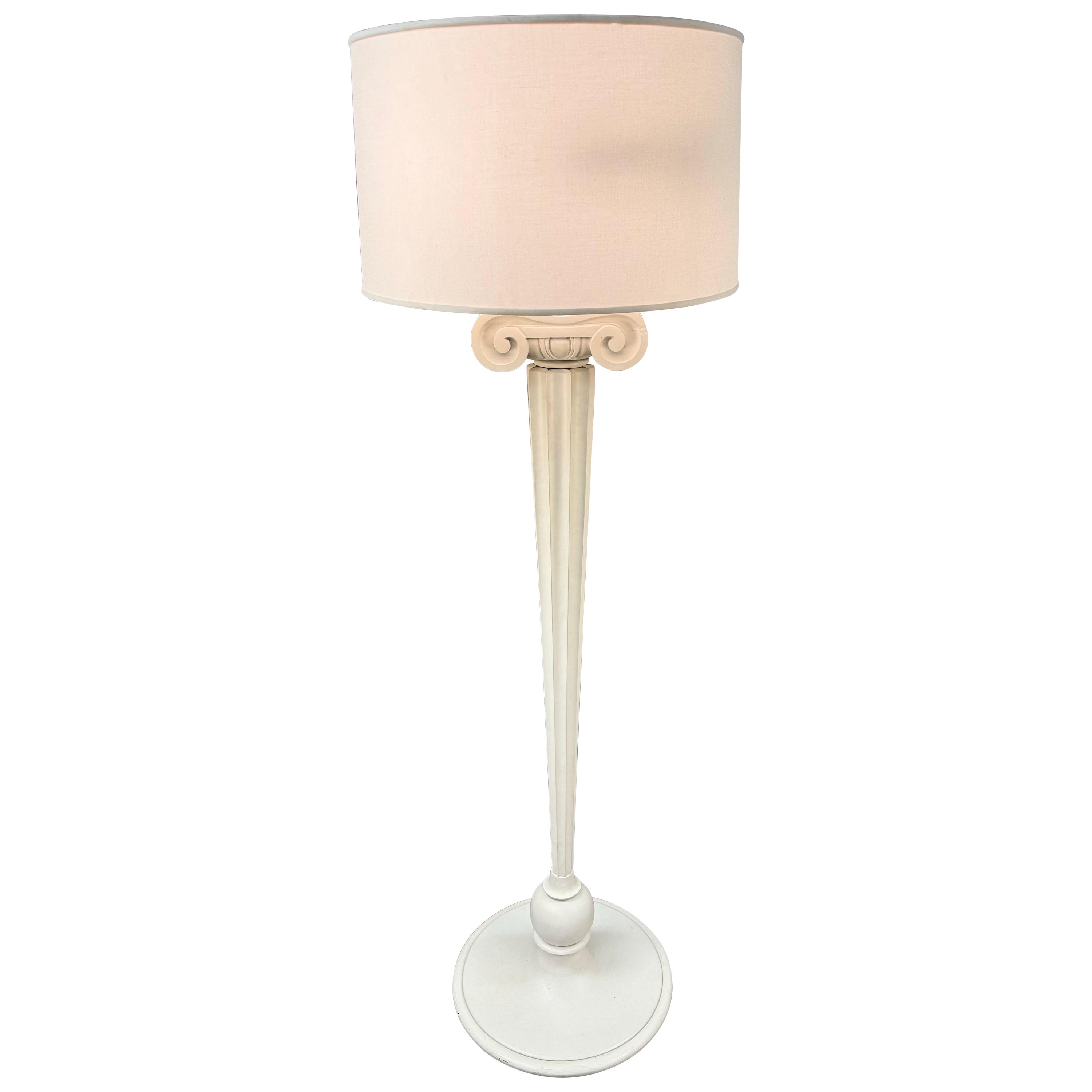 Vintage White Art Deco Floor Lamp For Sale at 1stDibs