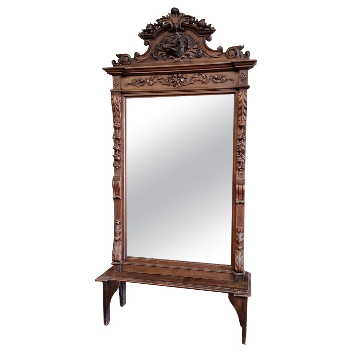19th Century French Hunting Lodge Mirror Heavily Carved For Sale at 1stDibs