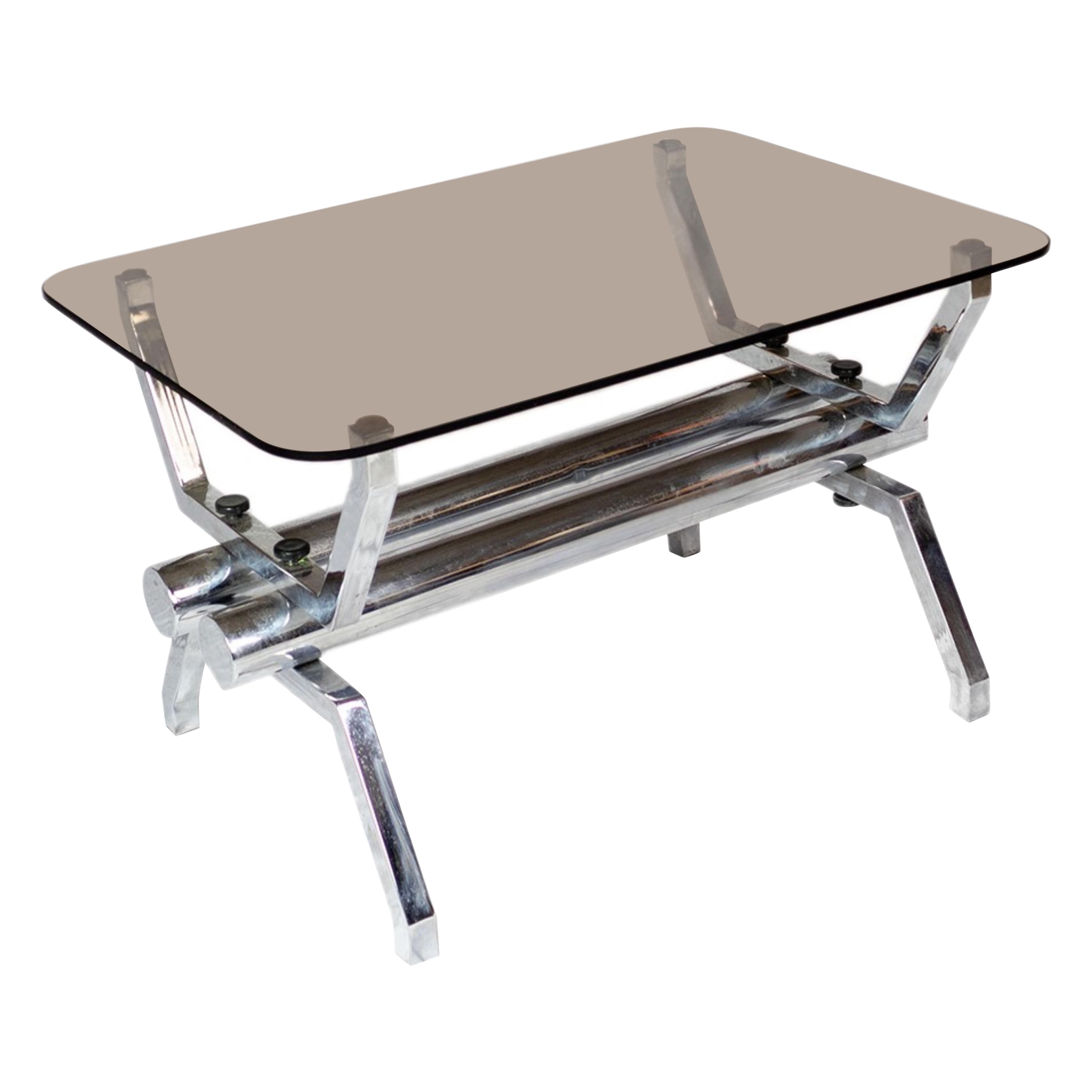 Michelle Pigneres 1970s Desk Chrome Smoked Mirrored Table Art Deco ...