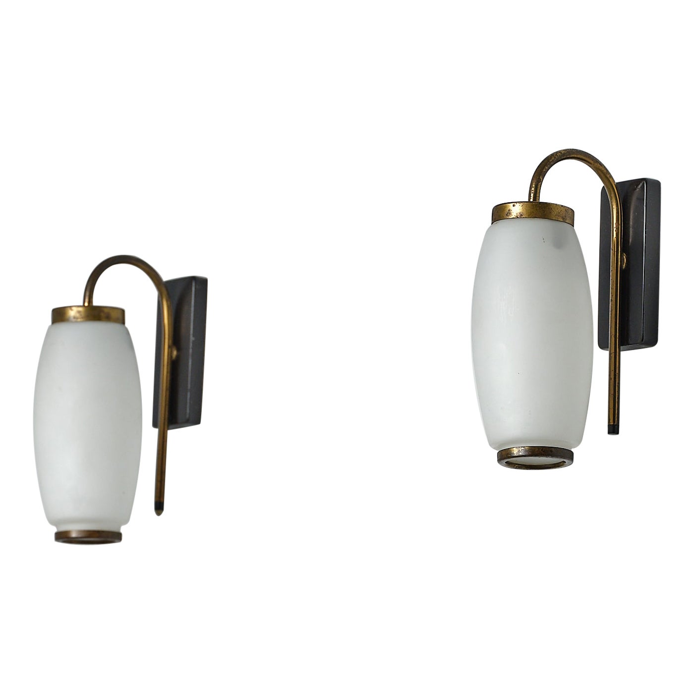Italian Design Wall Lamps: 1950s Brass and Black Vintage Appliques For ...