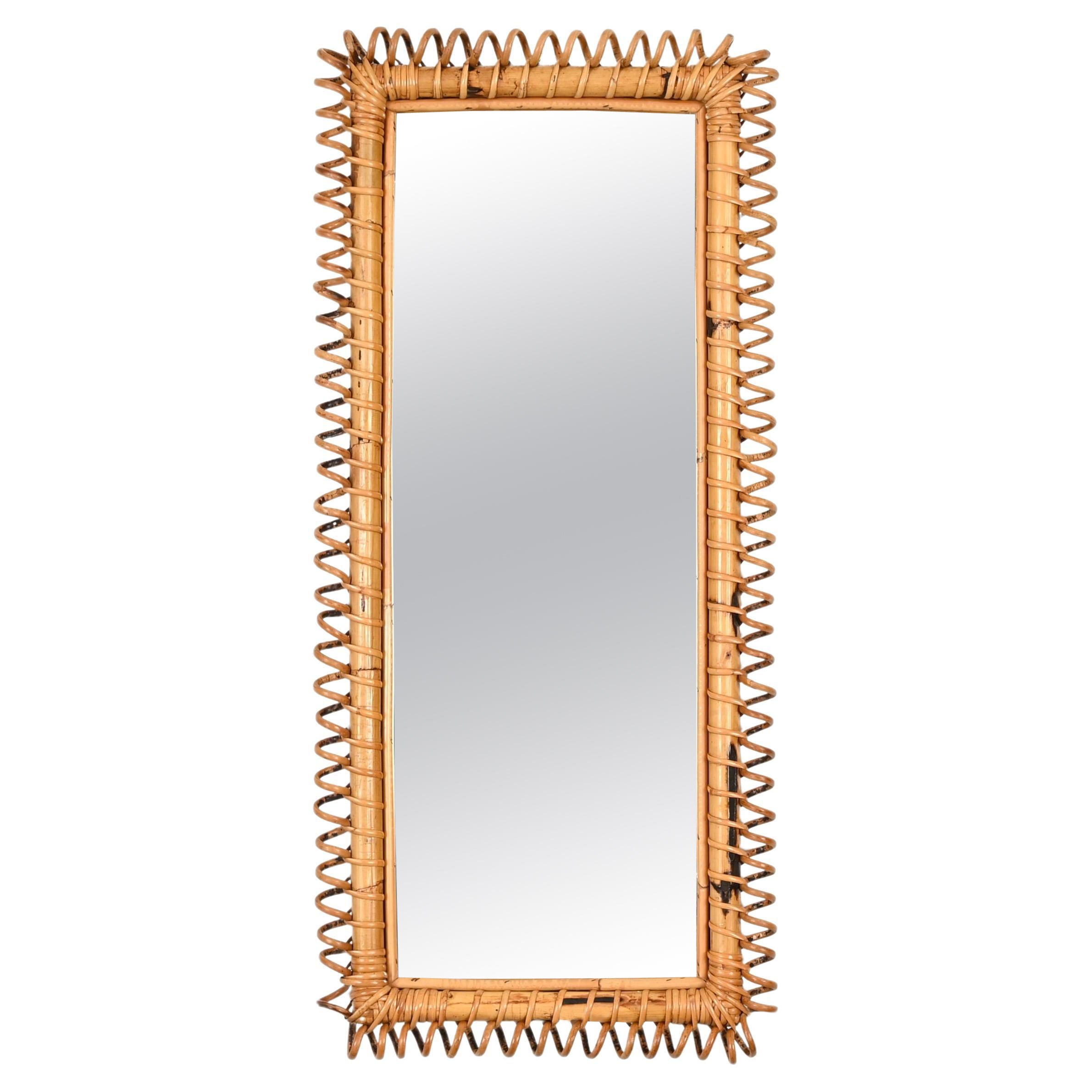 French Riviera Large Rectangular Mirror in Spiral Rattan and Wicker ...