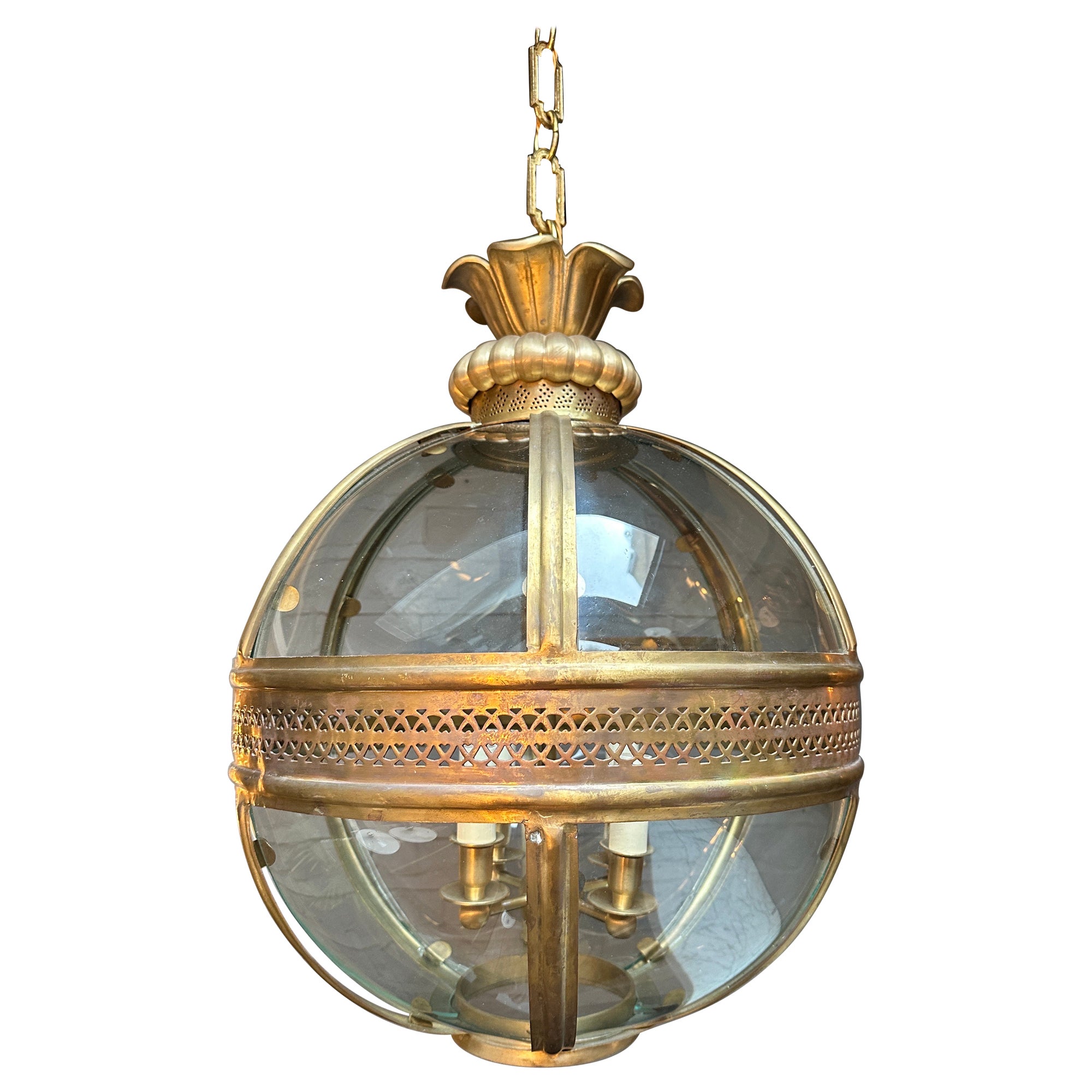 A Large Brass Globe Lantern For Sale at 1stDibs