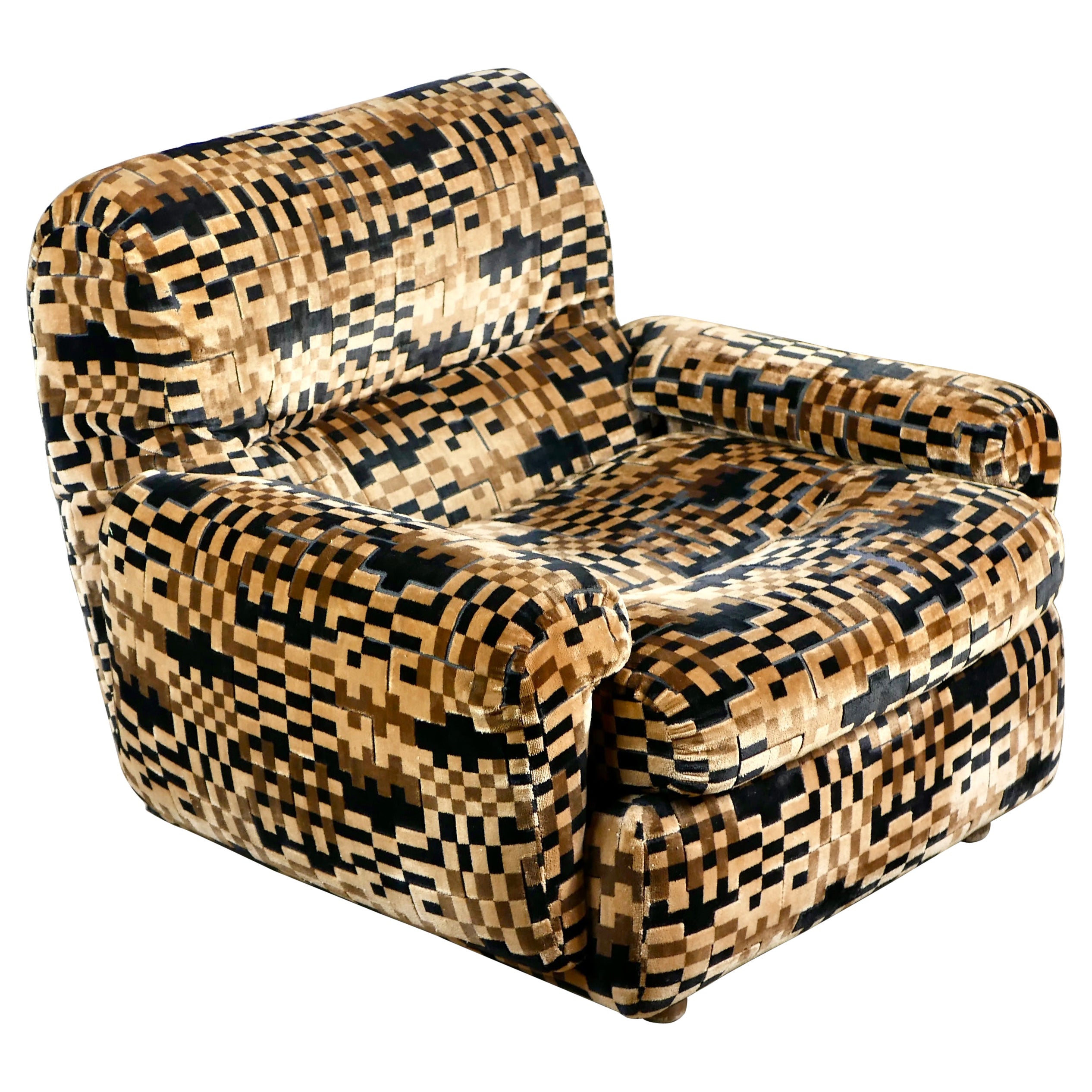 Velvet psychedelic armchair from France, 1970s For Sale at 1stDibs