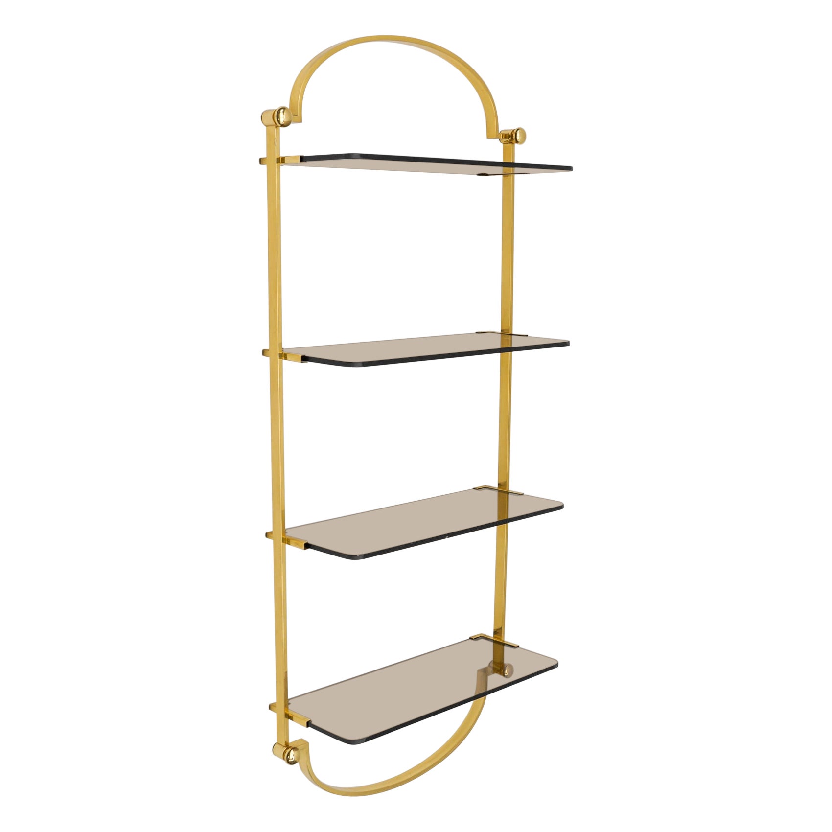 Golden wall shelf with six smoked glass shelves, Italy, 1960s For Sale ...