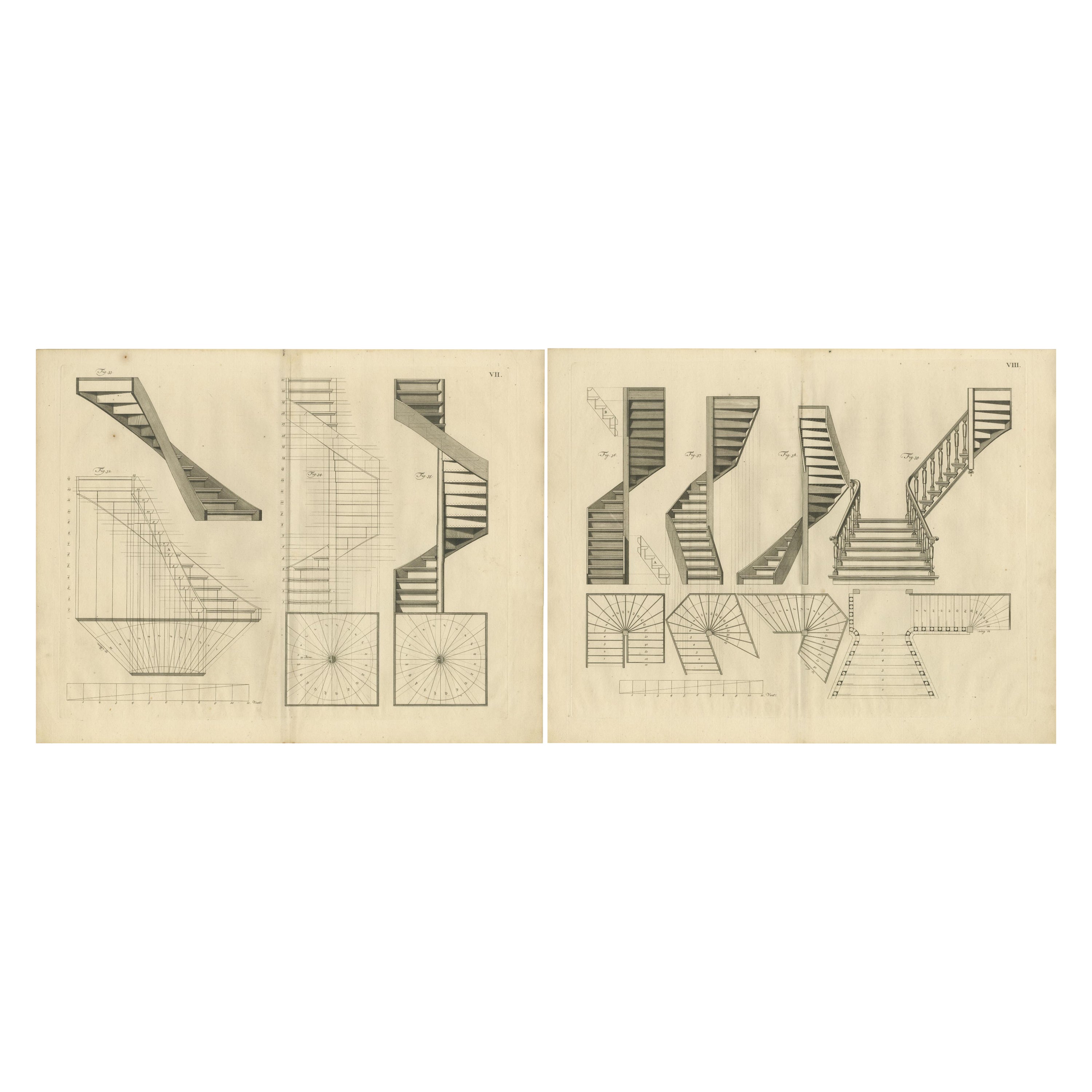 Architectural Precision: 18th-Century Staircase Engravings, 1739 For ...