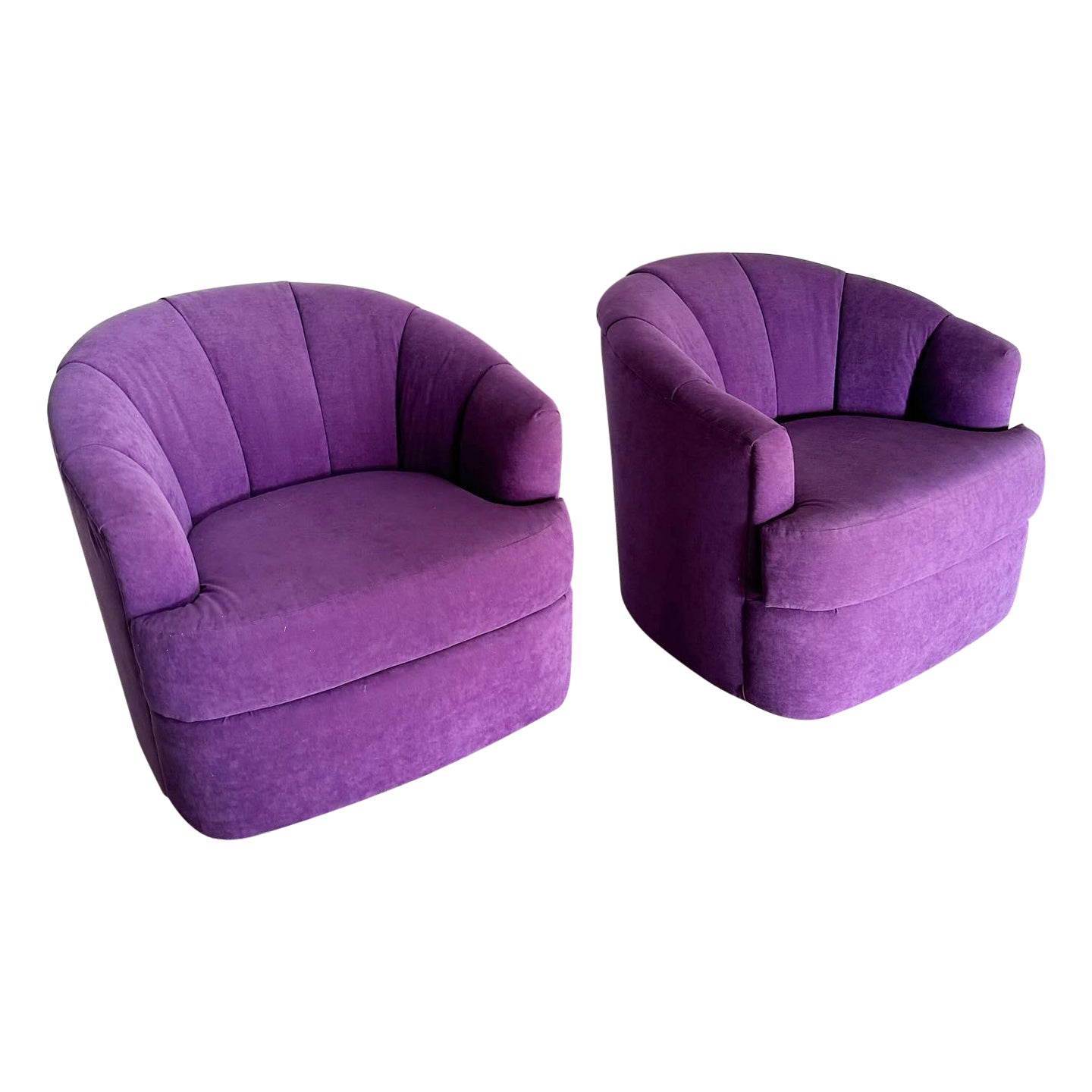 Postmodern Purple Ascending Clam Shell Back Swivel Chairs - a Pair For ...