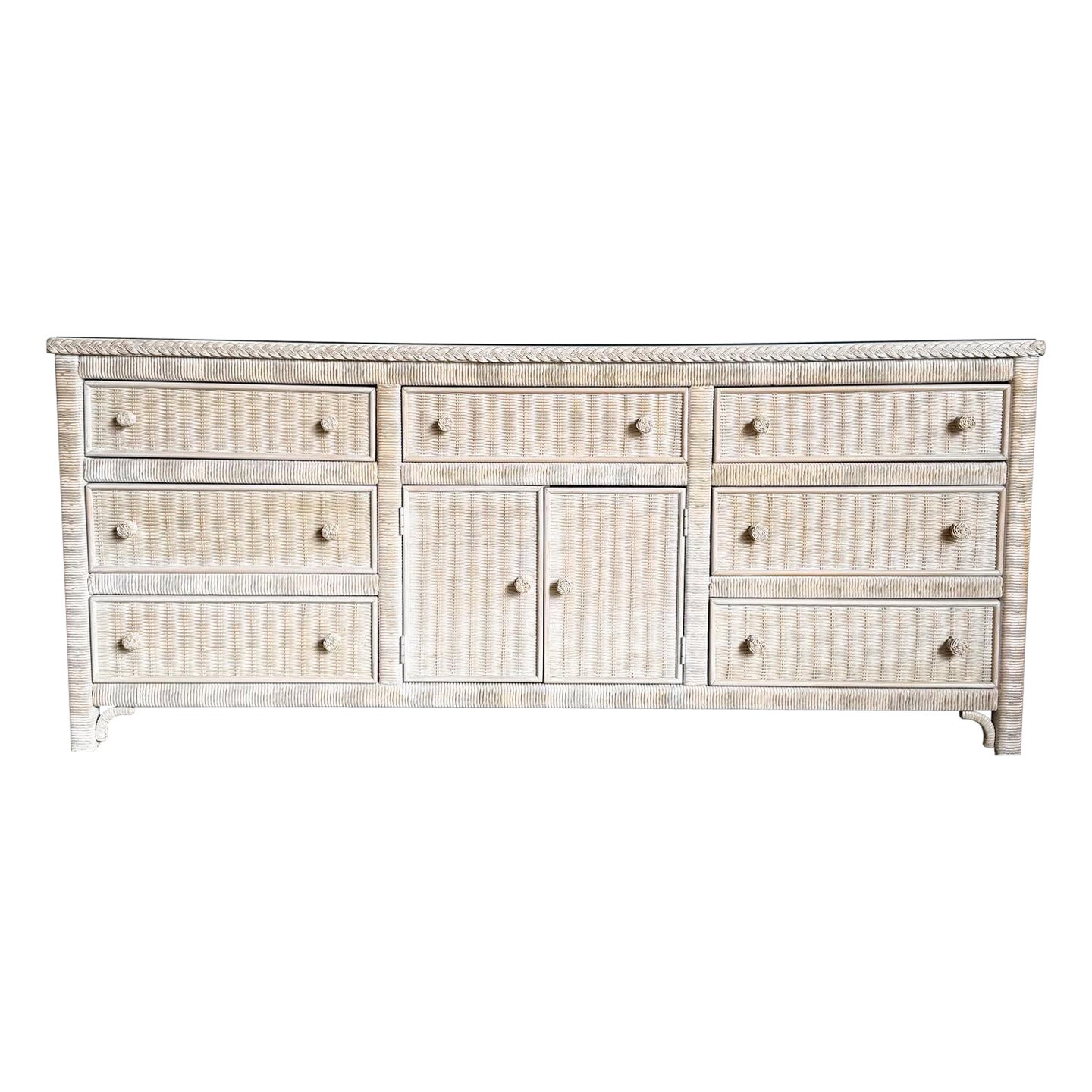 Boho Chic Wicker Rattan Henry Link Dresser by Lexington - 6 Drawer For ...