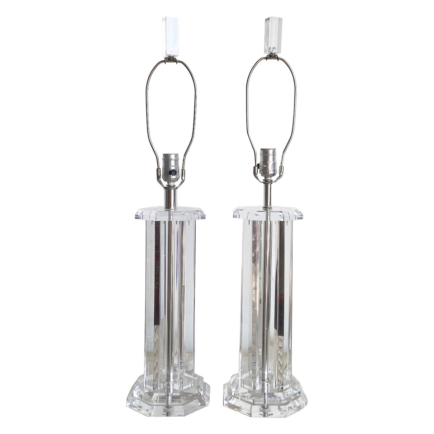 Mid Century Modern Octagonal Lucite Table Lamps - a Pair For Sale at ...