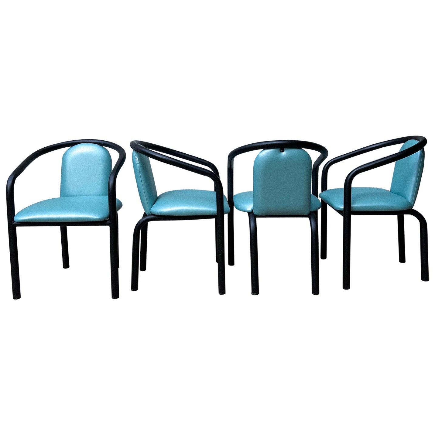 1980s Postmodern Tubular Vinyl Chairs - Set of 4 For Sale at 1stDibs