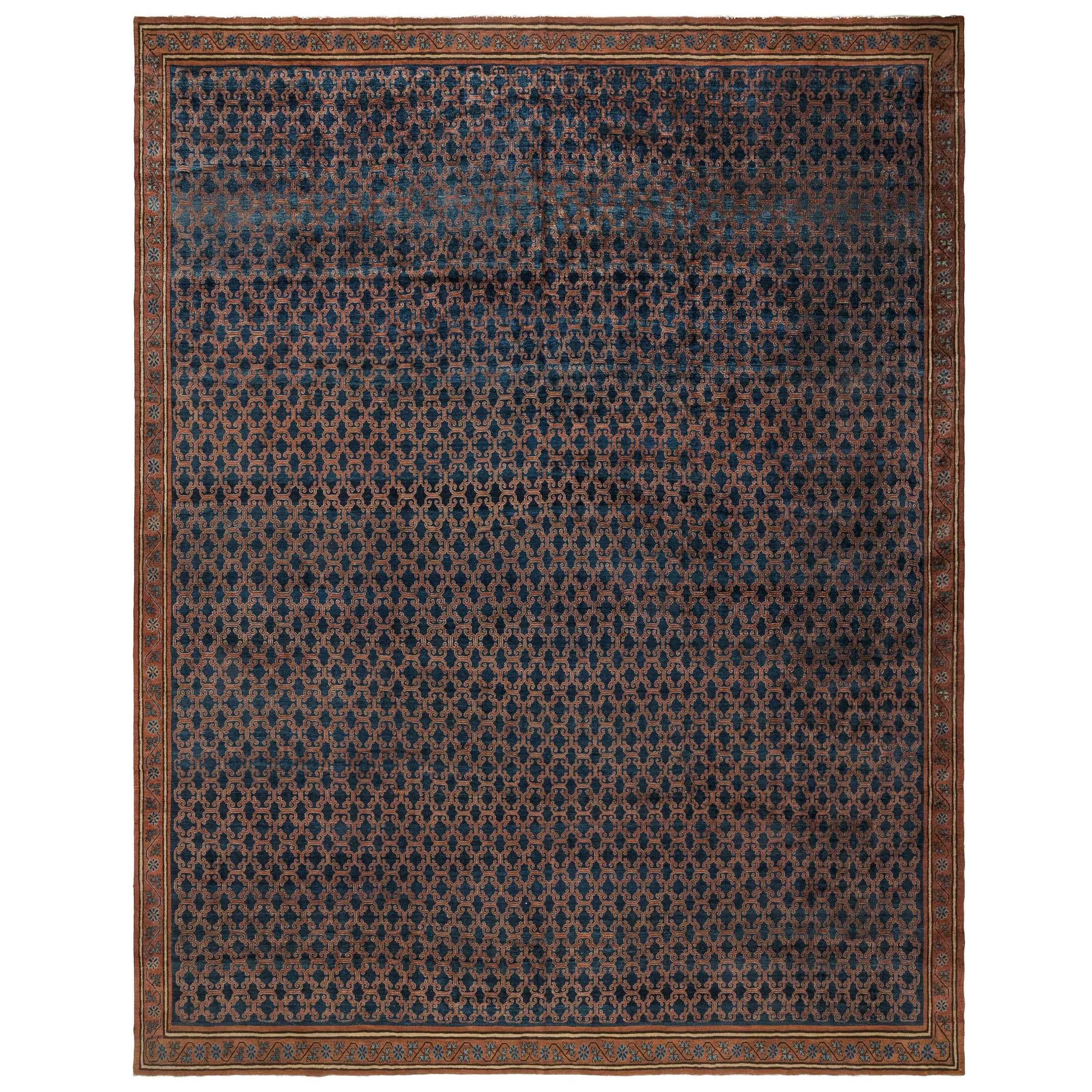 Large Vintage Samarkand Geometric Size Adjusted Rug For Sale at 1stDibs