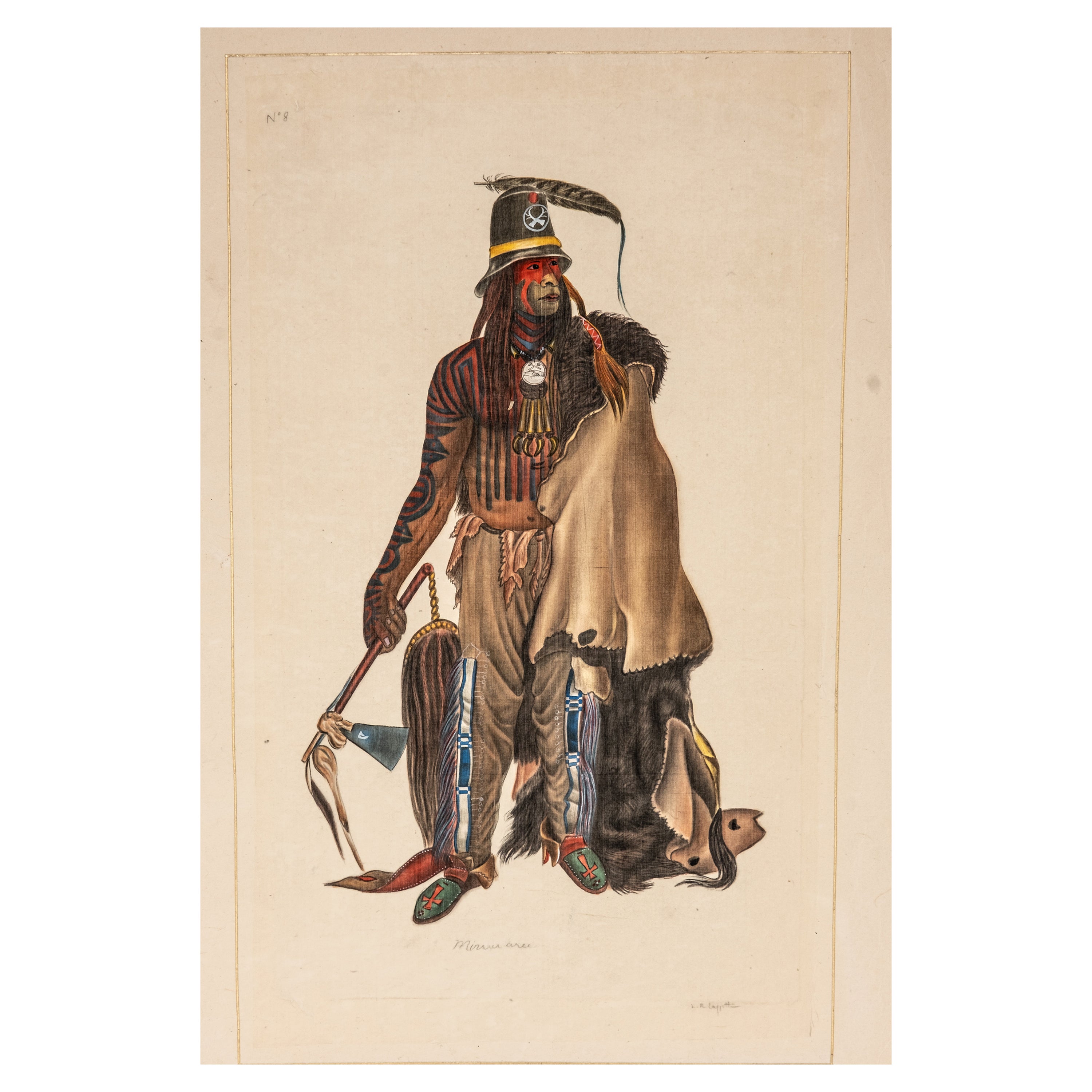 Signed L.R Laffitte Watercolor Painting of a Cree Native American ...