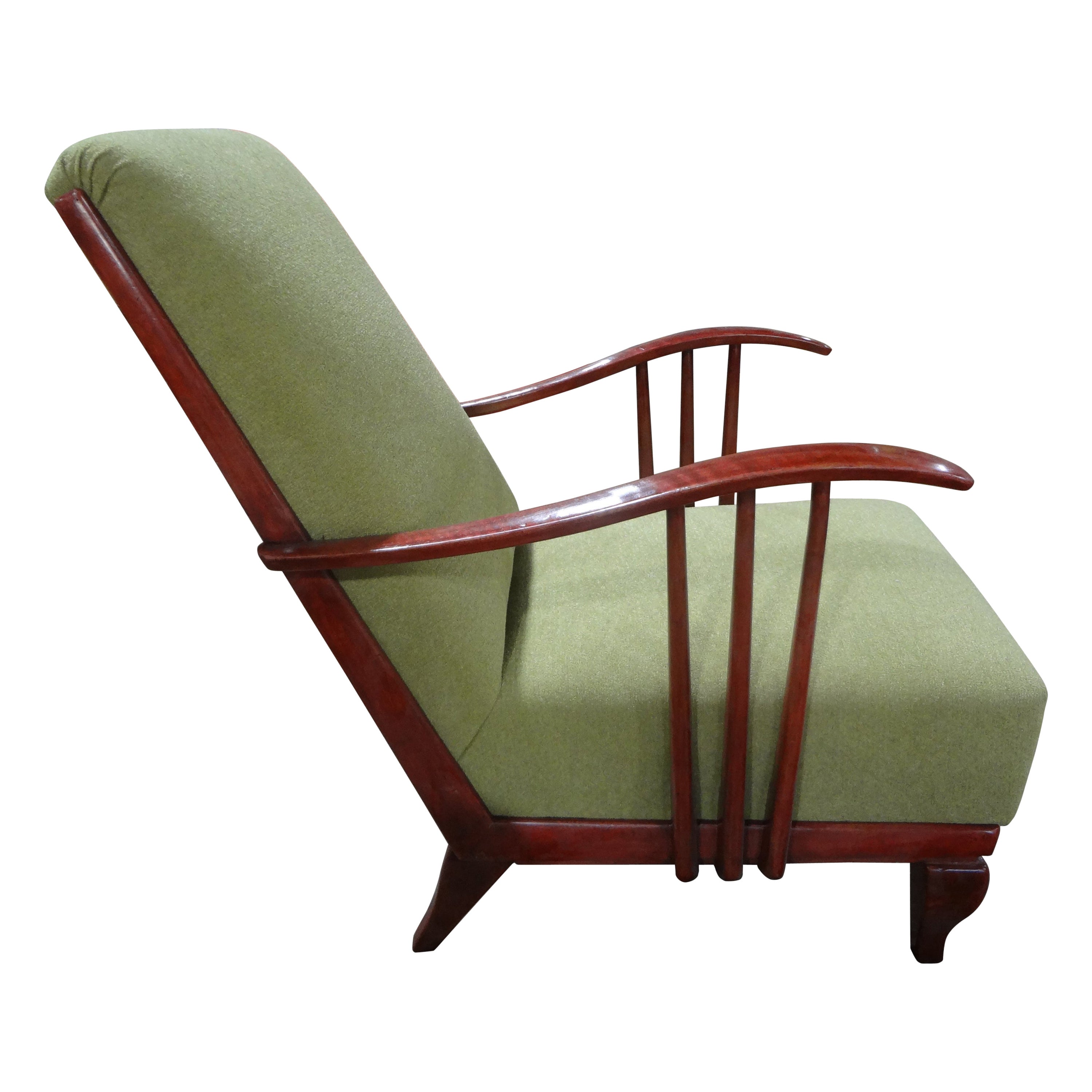 Vintage Italian Modernist Low Walnut Lounge Chair Attributed to Paolo ...
