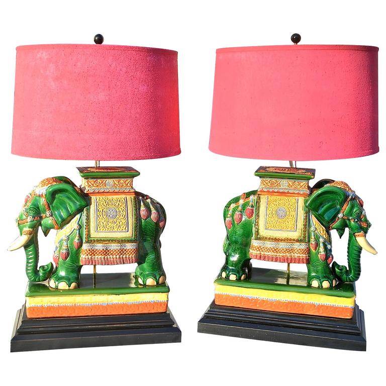 Epic Elephant Garden Stool Lamps at 1stDibs