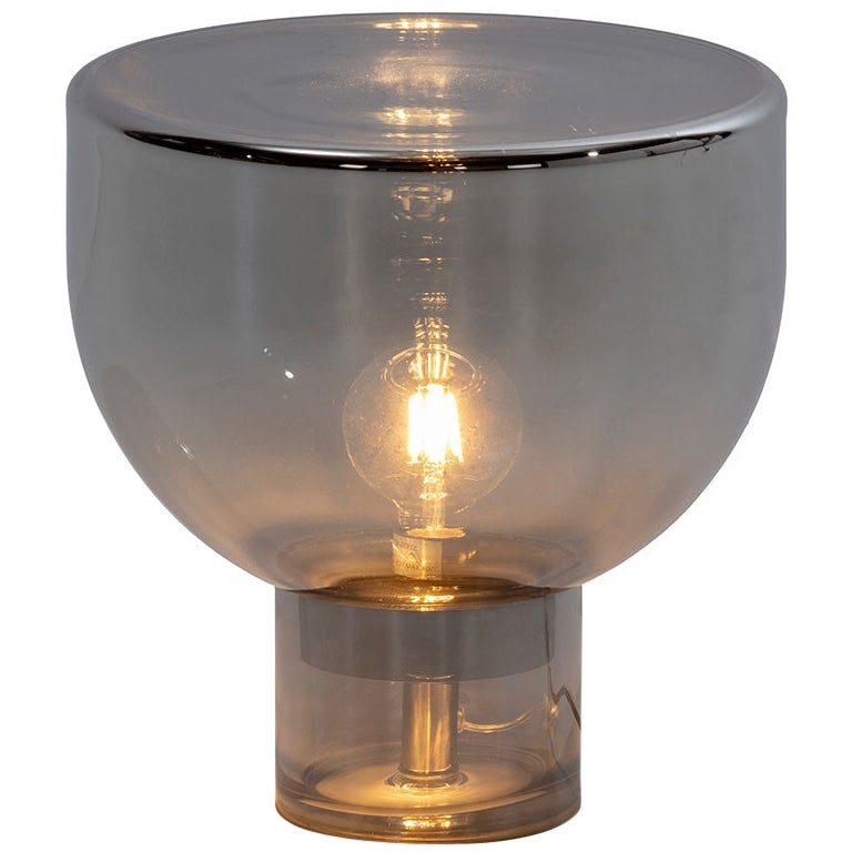 Smoked Glass Table Lamp by Thai Natura For Sale at 1stDibs