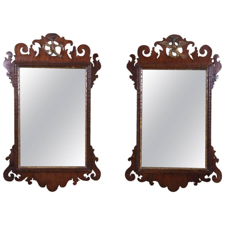 Pair of Chippendale Mahogany and Giltwood Mirrors at 1stDibs