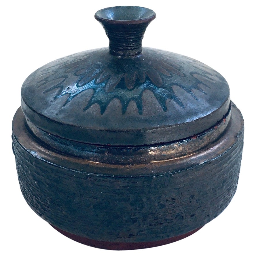 Vintage Art Pottery Studio Perignem Amphora Lidded Bowl, 1960's Belgium ...