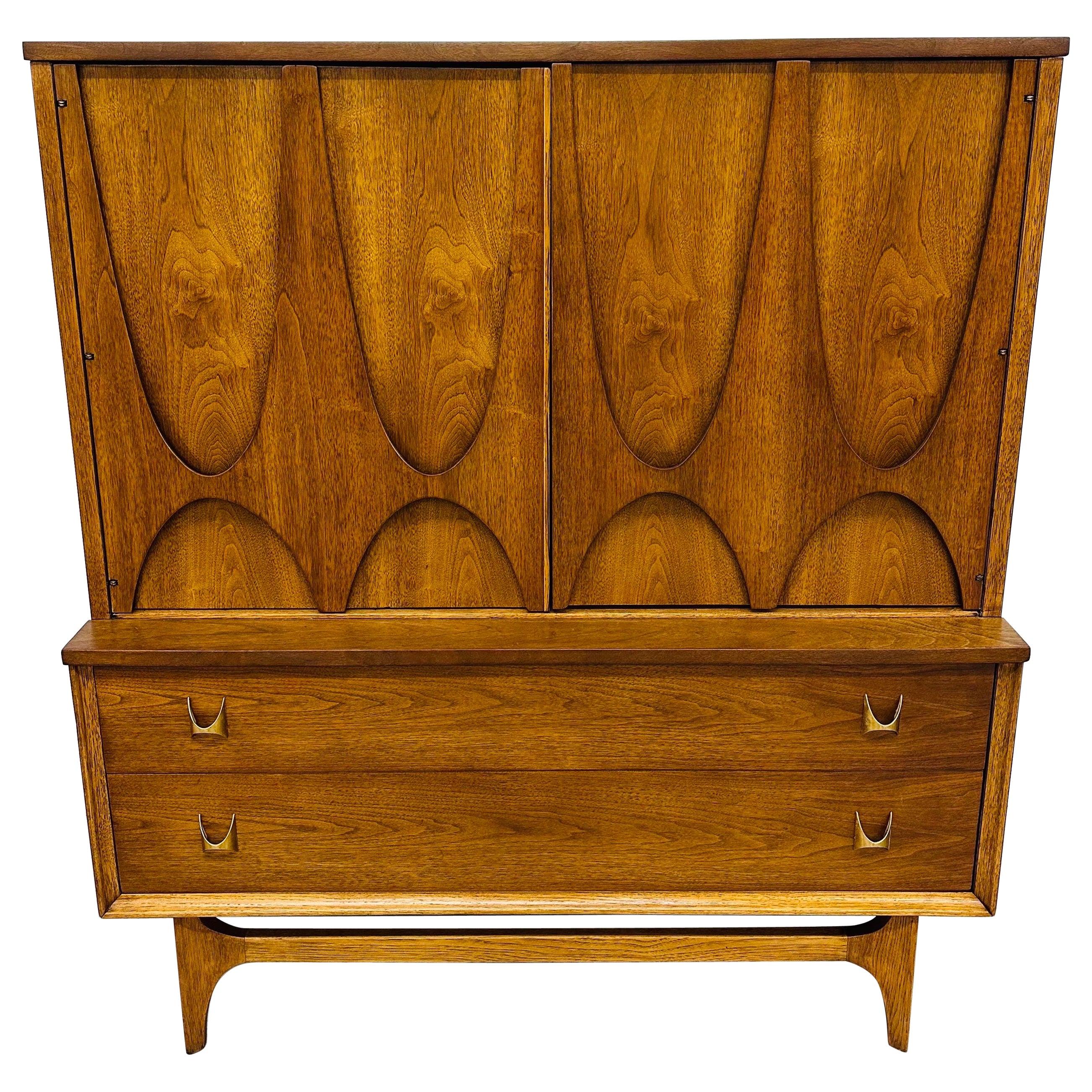Broyhill Brasilia Mid Century Walnut and Brass Offset Buffet For Sale ...
