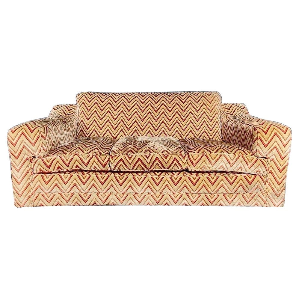 Mid Century Red and Cream Two Seater Sofa Vintage Retro MCM For Sale at ...