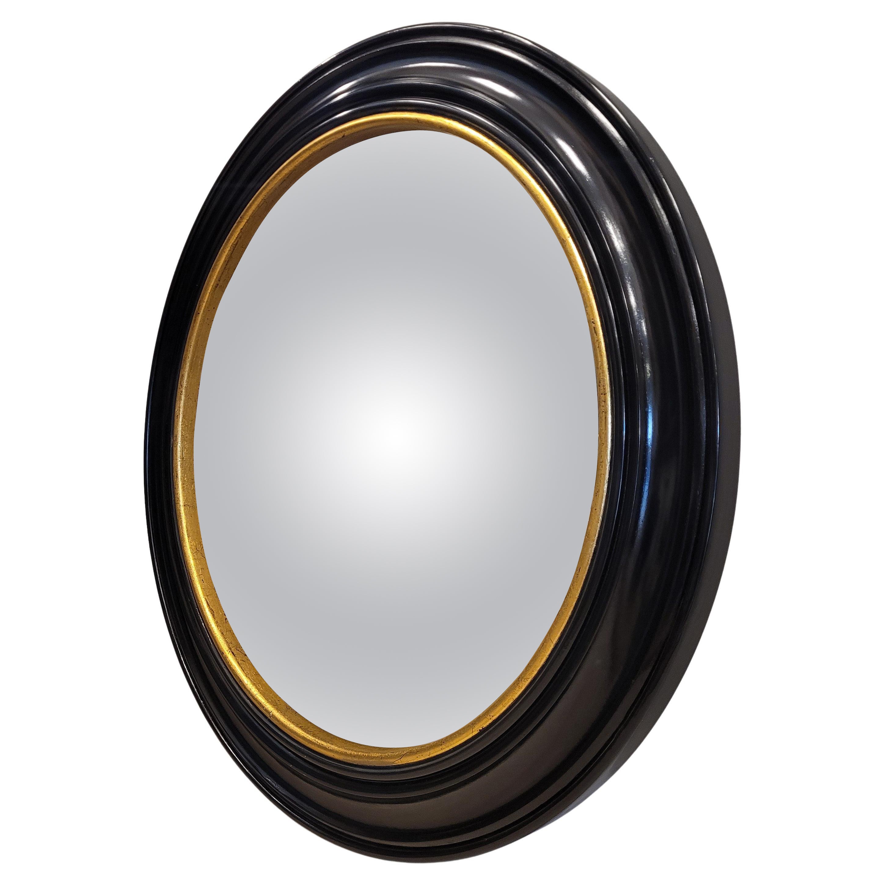 Black Lacquer and gildwood Witch Mirror French Convex Mirror For Sale ...