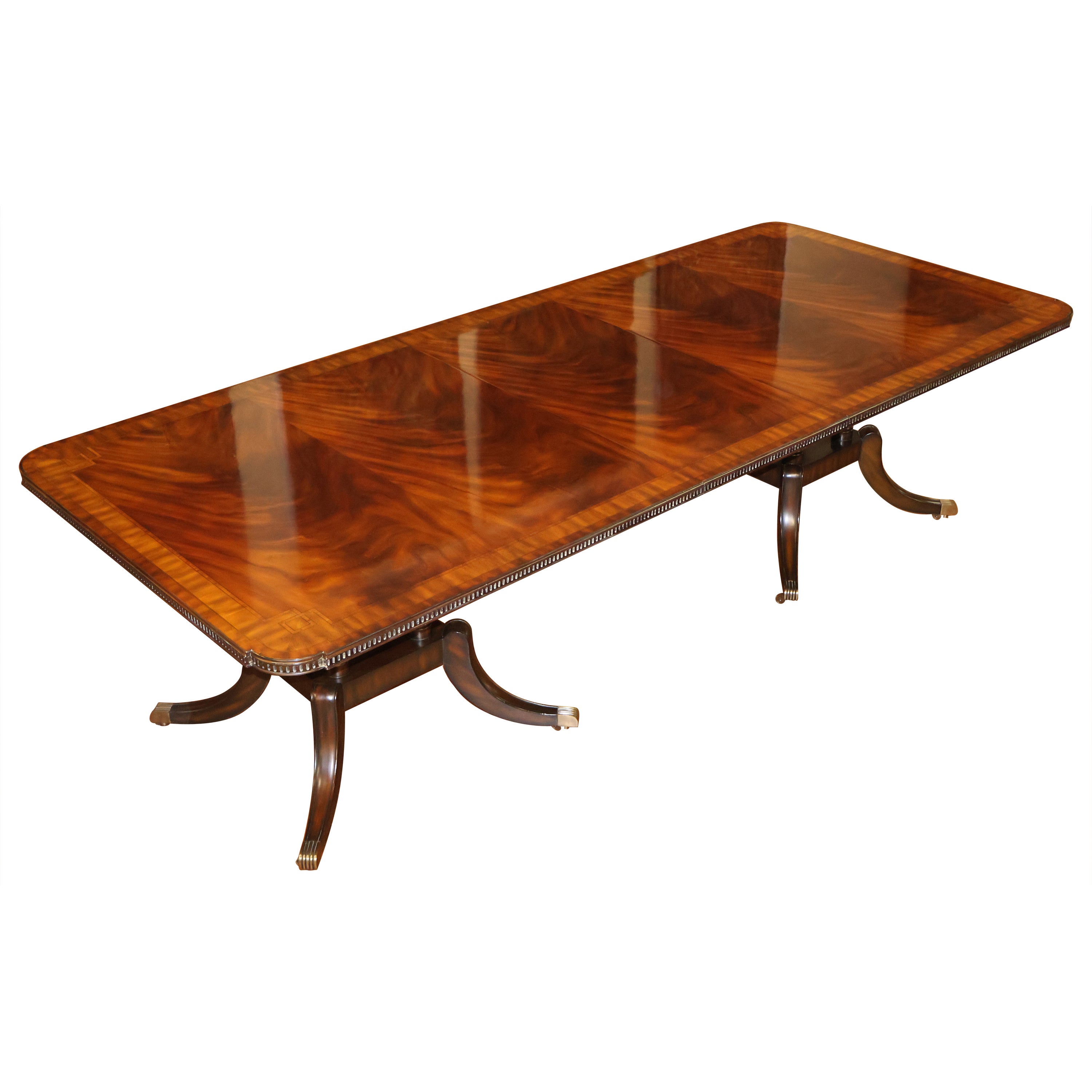 Maitland Smith Greek Key Mahogany and Satinwood Banded Dining Table For ...