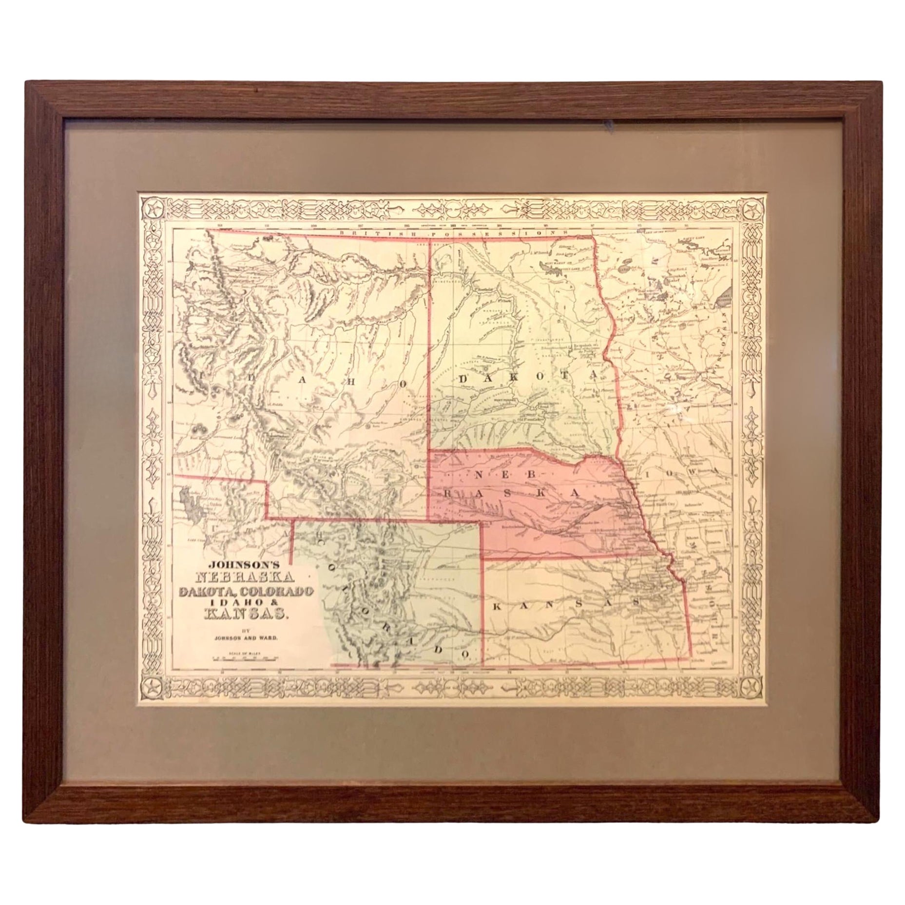 1865 "Johnson's Nebraska, Dakota, Colorado, Idaho and Kansas" Map ...