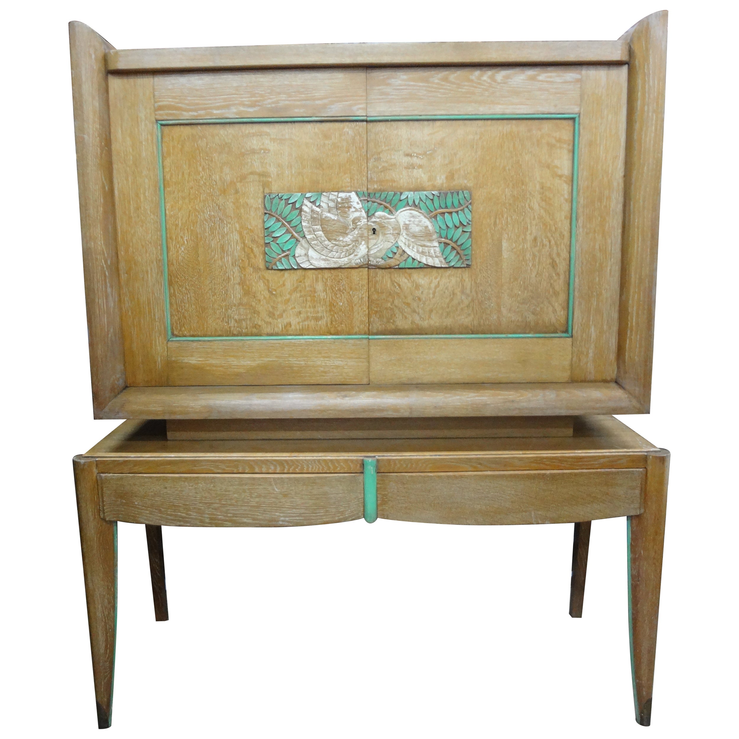 Pair Of French Modern Cerused Oak Cabinets For Sale at 1stDibs