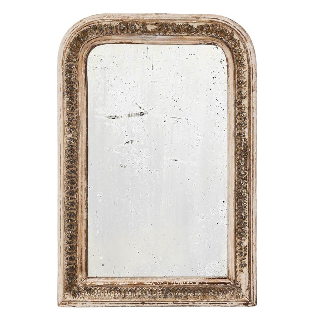 19th Century French Wood White Patinated Mirror For Sale at 1stDibs
