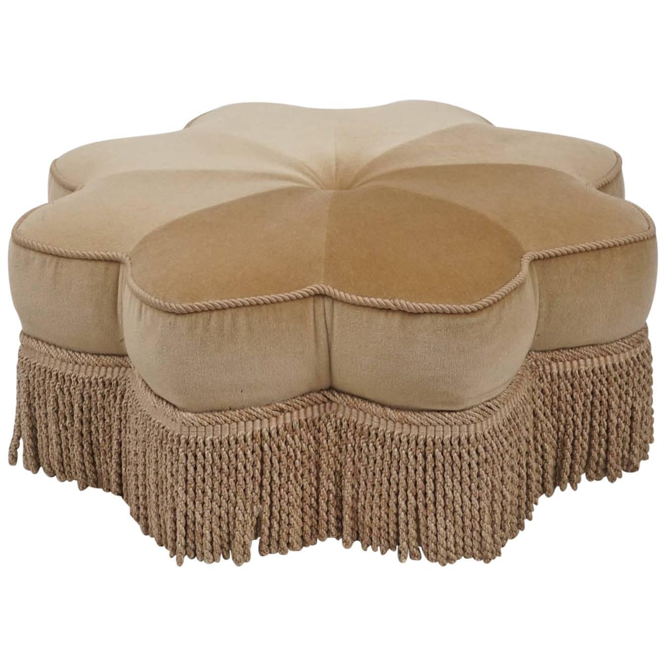 Mohair and Fringe Sunburst Ottoman at 1stdibs