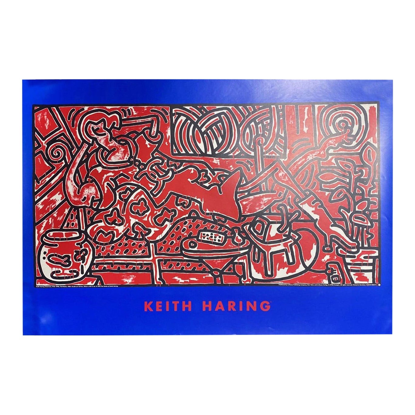 Keith Haring Vintage NYC Pop Shop te Neues Art Lithograph Poster Red ...