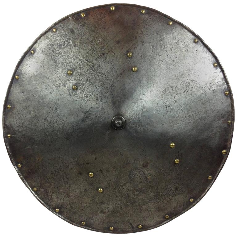 Large Engraved 17th Century European Shield For Sale at 1stDibs