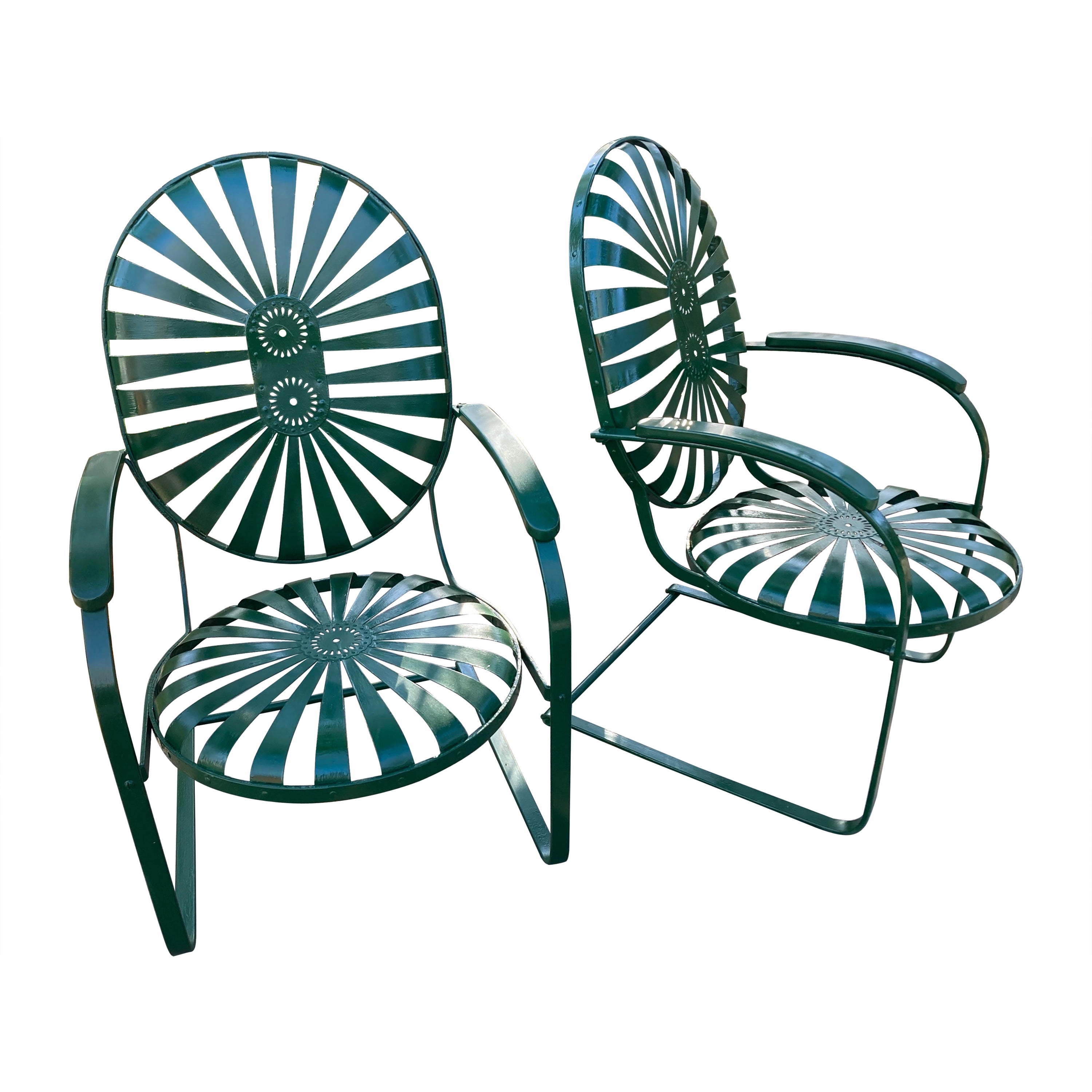 francois carre green cantilever porch rockers For Sale at 1stDibs