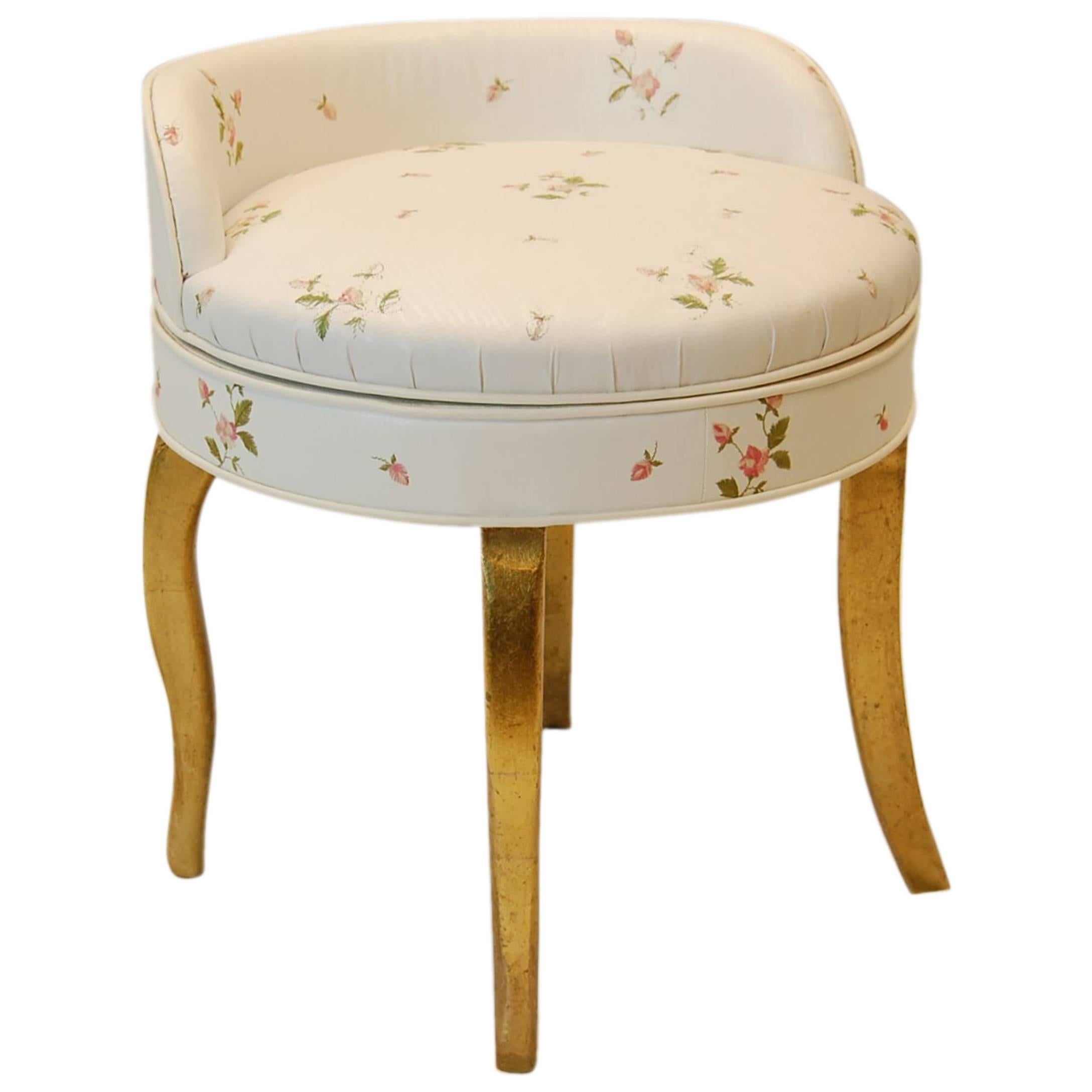 Mid-20th Century Revolving Dressing Table Stool in Gilt Finish at 1stDibs